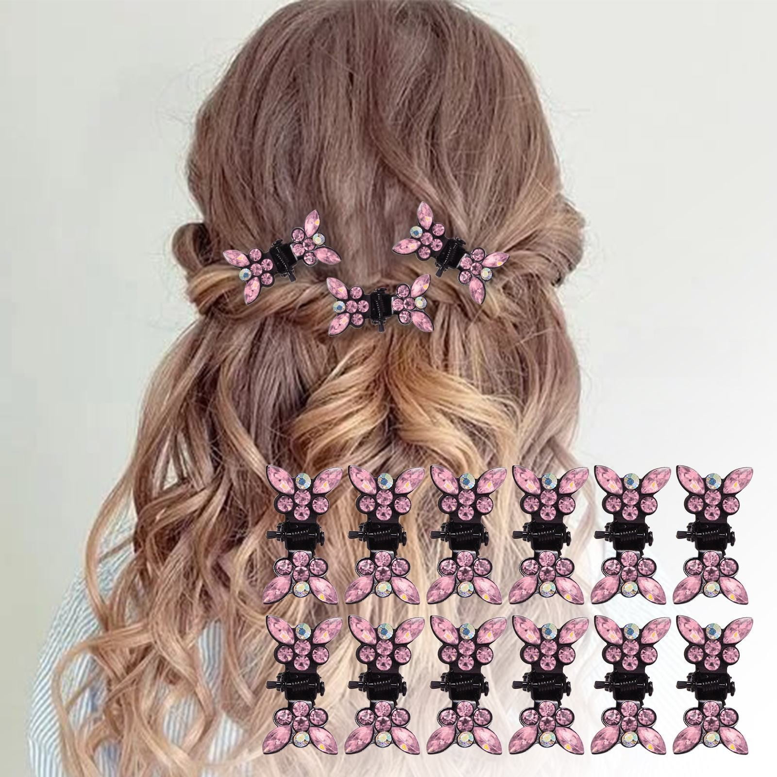 12 Pack Women's Hair Clip Slip Clips Glitter Teeth Clips Rhinestone ...