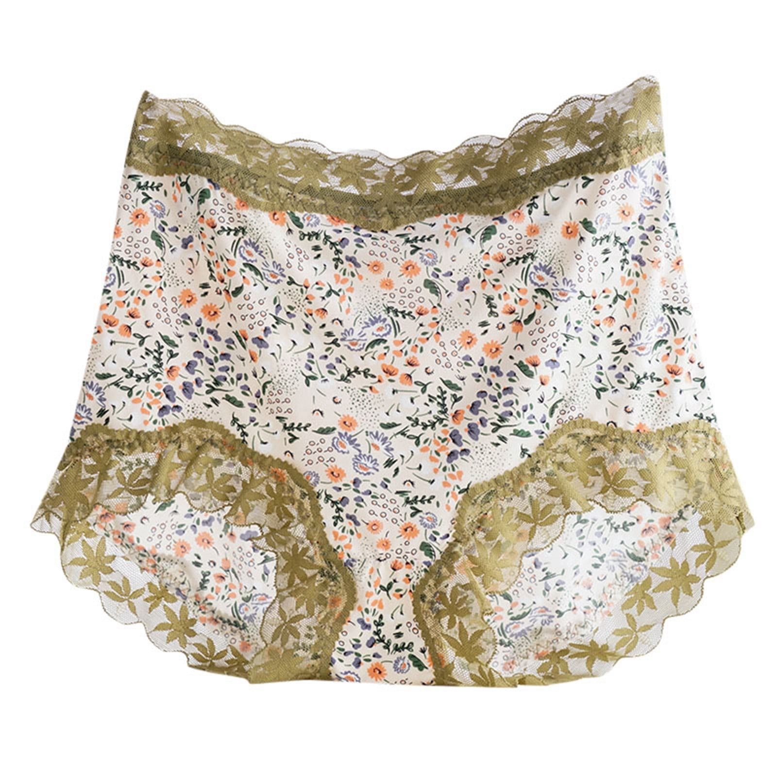 12 Pack Women's Underwear High Waist Plus Size Ice Silk Print Pure ...