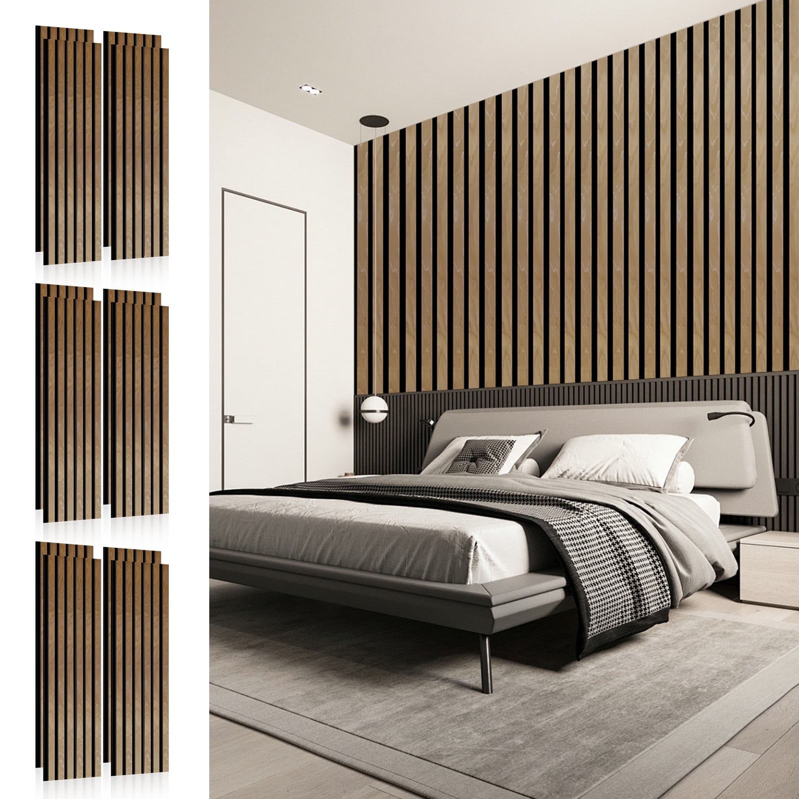 12 Pack Wood Soundproof Wall Panels 48"" X 12.5"" Wood Slat Wall Panel ...