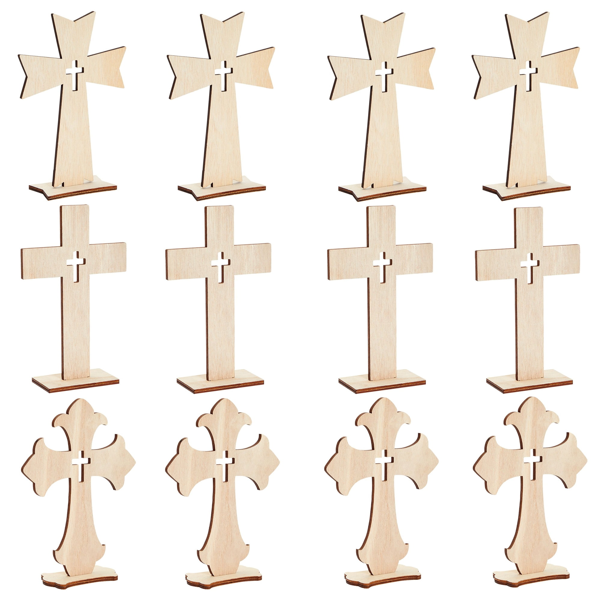 Bright Creations Wooden Crosses for Crafts and Decor, 12-Pack with ...