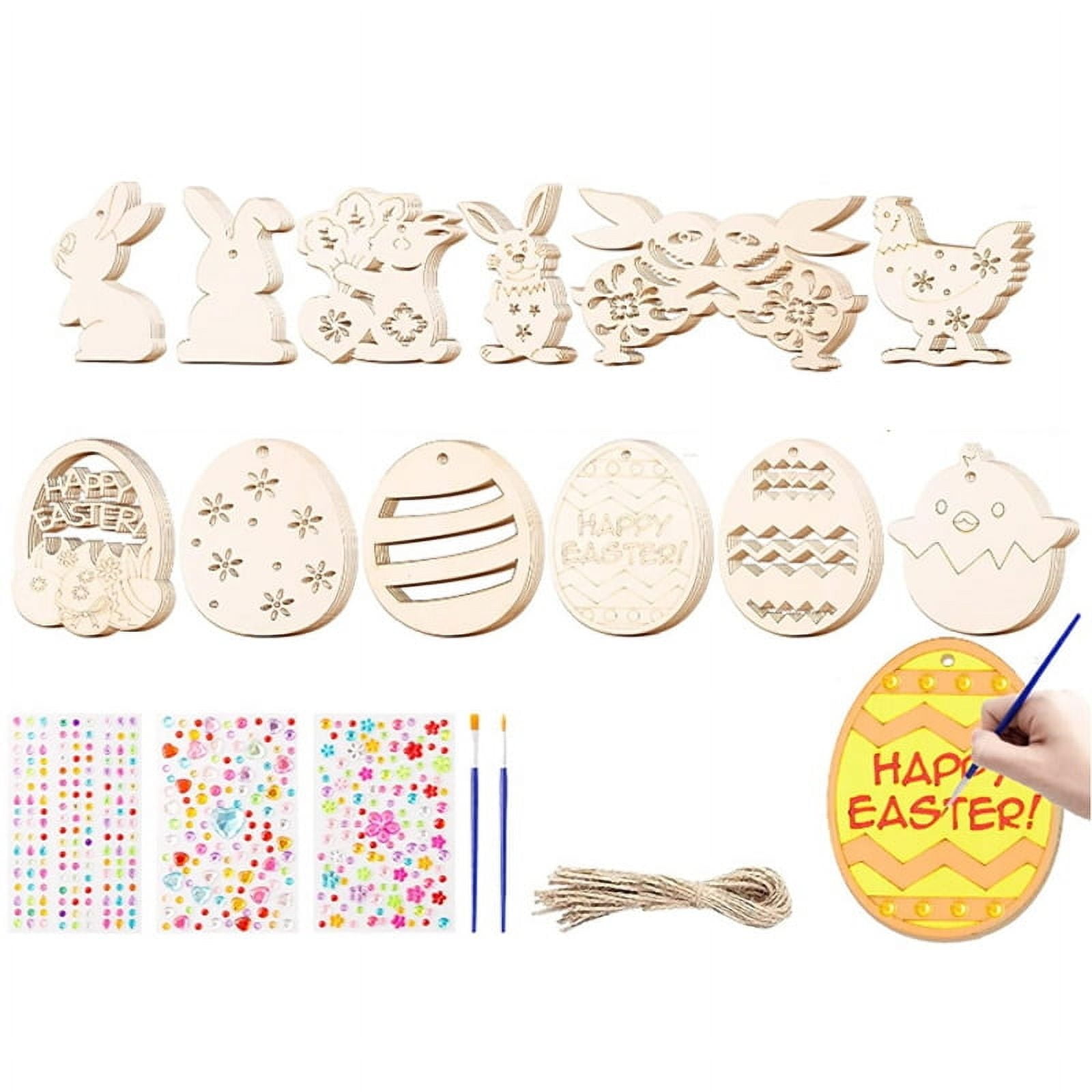12 Pack Wooden Easter Egg Rabbit Craft Kit For Kids Make You Own Easter ...