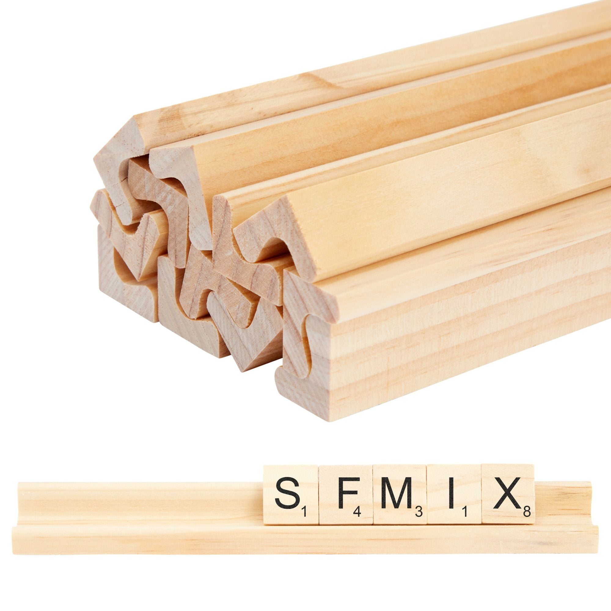 12-Pack Unfinished Wooden Letter Racks, Domino Holders for Scrabble ...