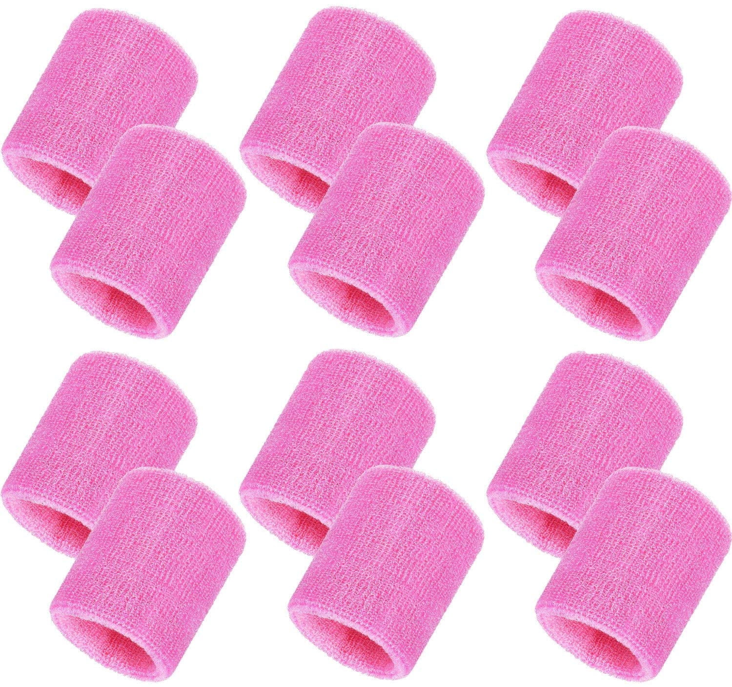 12 Pack Wristbands Sweatband for Women Men, Neon Colored Sport Wrist ...
