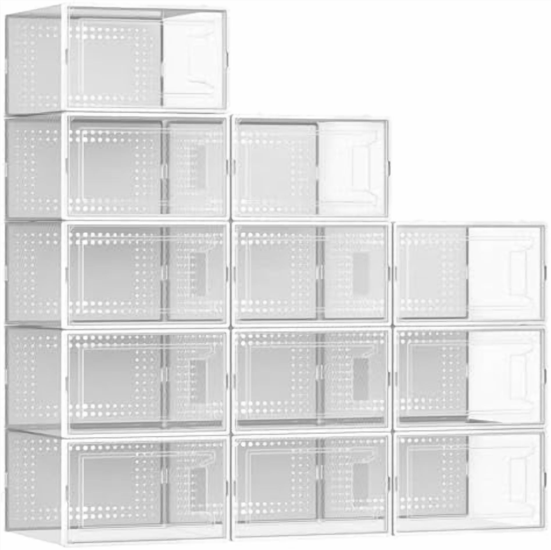 12 Pack X Large Shoe Organizer Storage Boxes for Closet, Modular Space ...