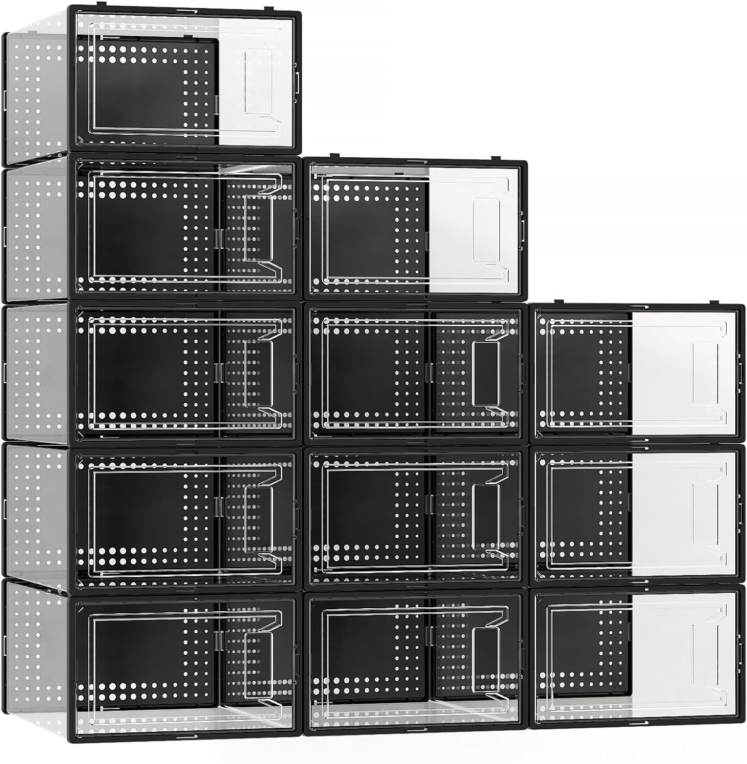 12 Pack XX Large Shoe Organizer Storage Boxes for Closet, Modular Space ...