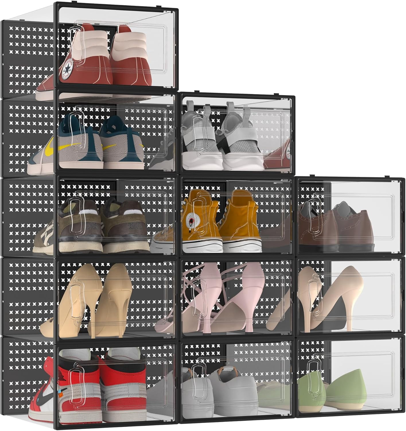 12 Pack XX Large Shoe Storage Box Organizer for Closet, Versatile Clear ...