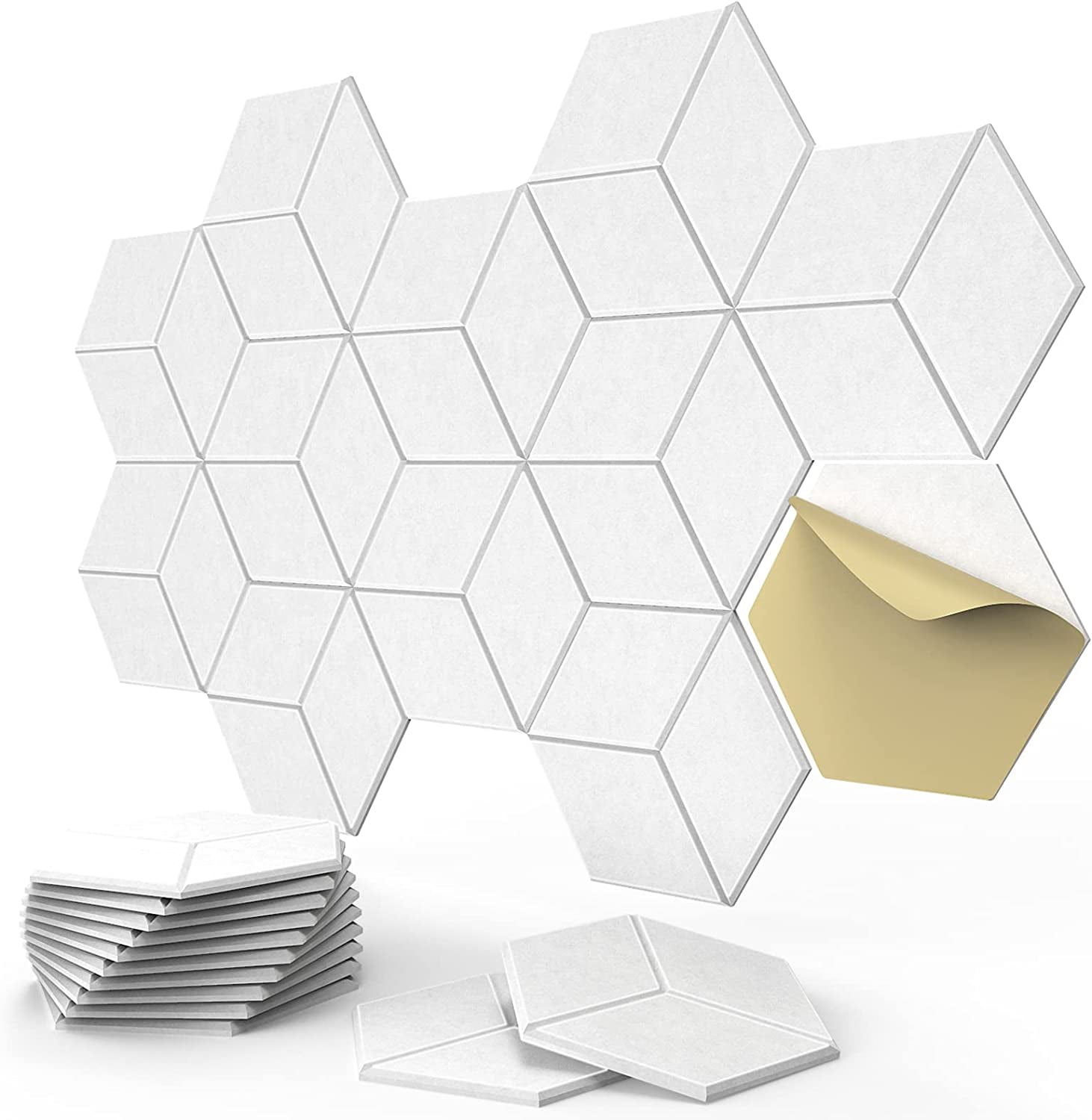 12 Pack Y-Lined Acoustic Panels with Self-Adhesive, 12" X 12" X 0.4 ...