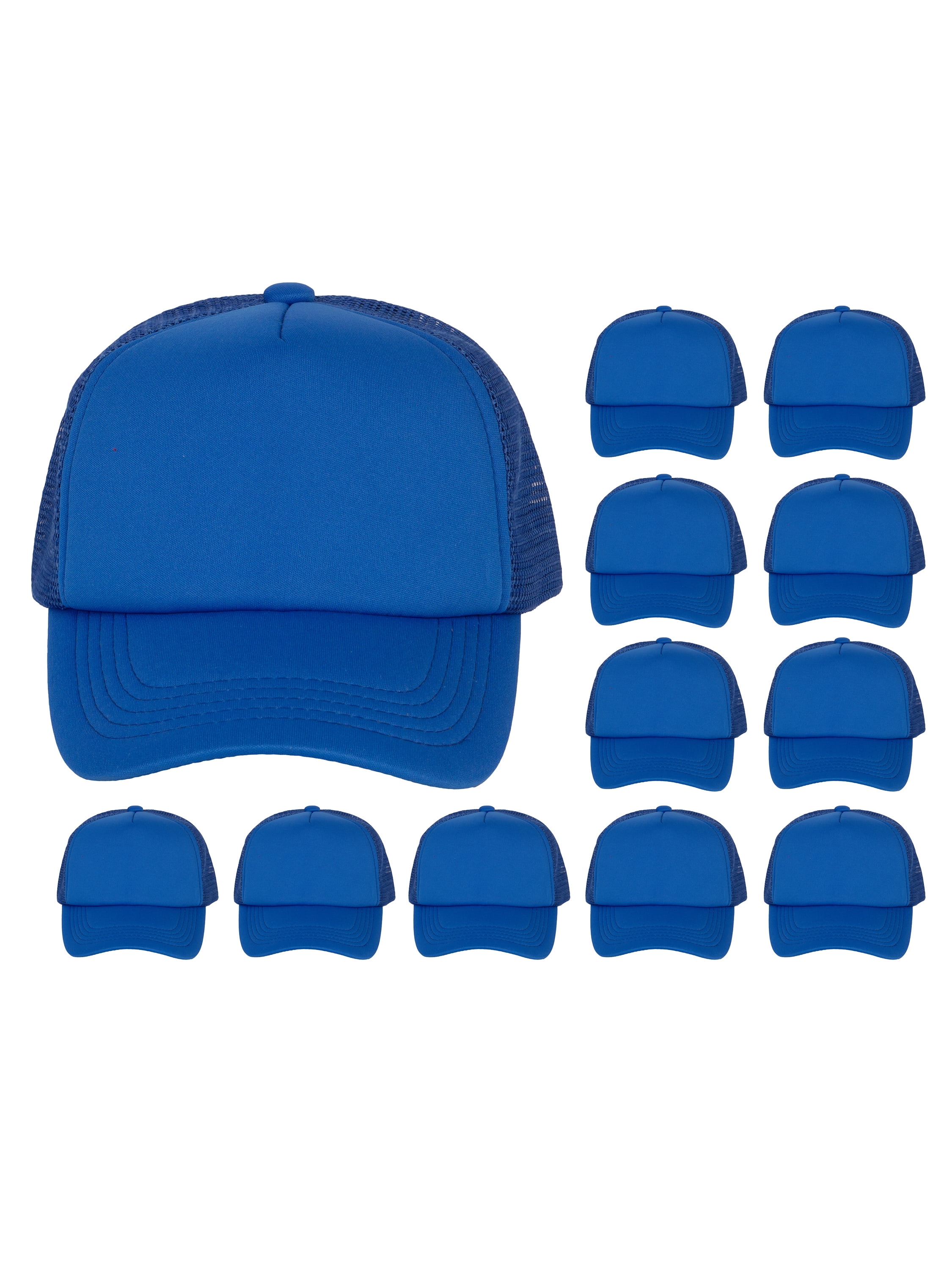 12-Pack Youth Snapback Trucker Hat Foam Mesh Dozen Caps For Kids, Royal ...