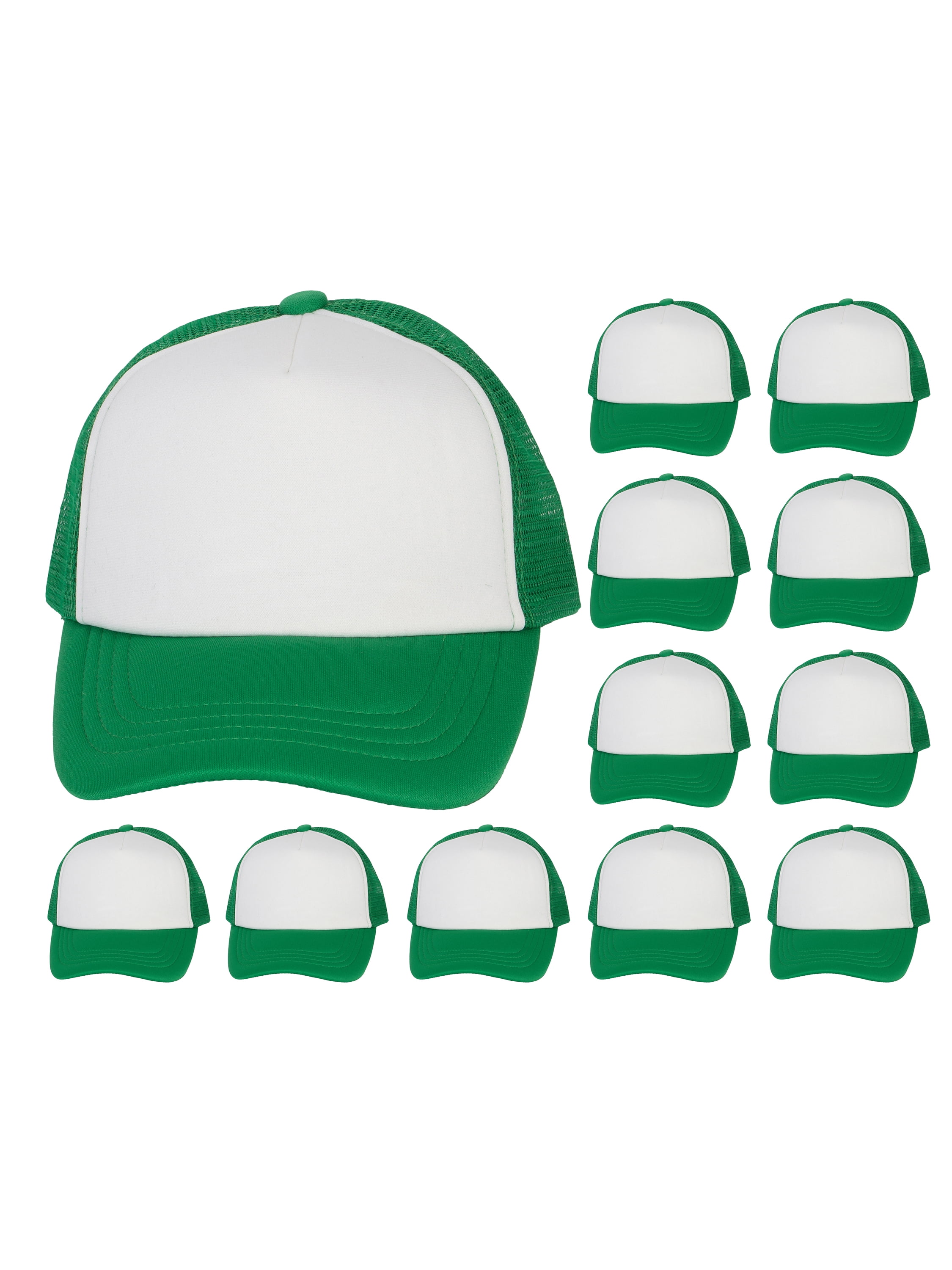 12-Pack Youth Snapback Trucker Hat Foam Mesh Dozen Caps For Kids, White ...