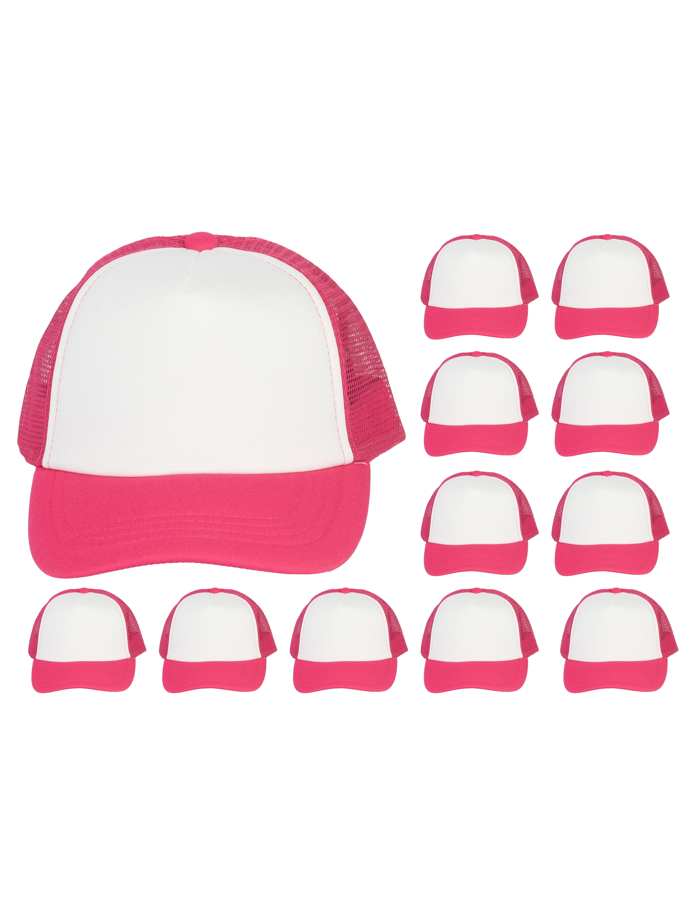 12-Pack Youth Snapback Trucker Hat Foam Mesh Dozen Caps For Kids, White ...