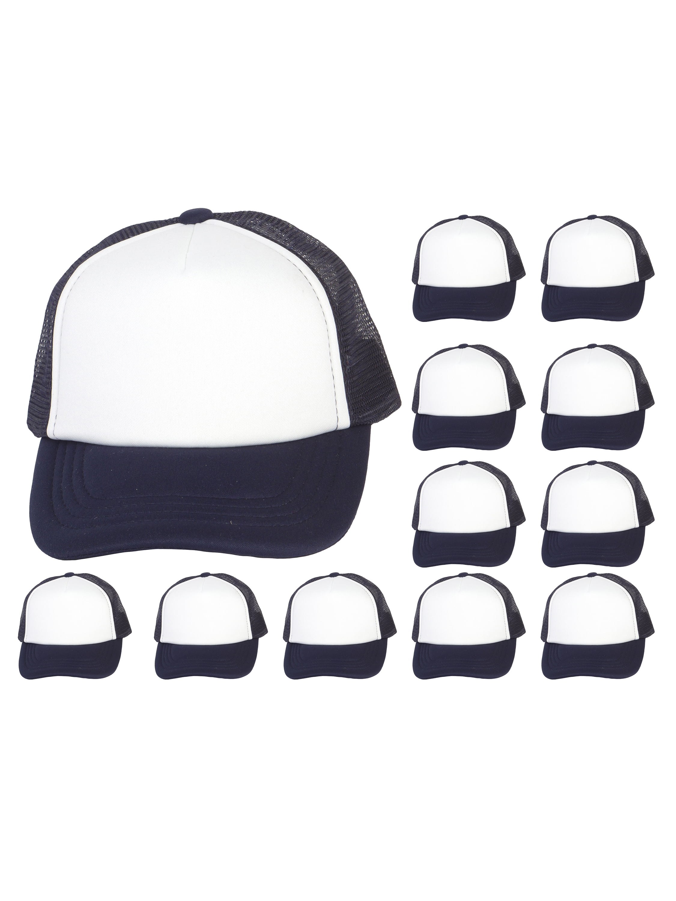 12-Pack Youth Snapback Trucker Hat Foam Mesh Dozen Caps For Kids, White ...