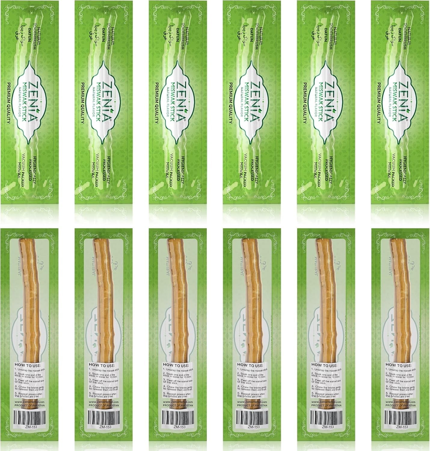 Zenia Herbal Miswak Toothbrush, Natural Salvadora Persica Stick, 6 ...