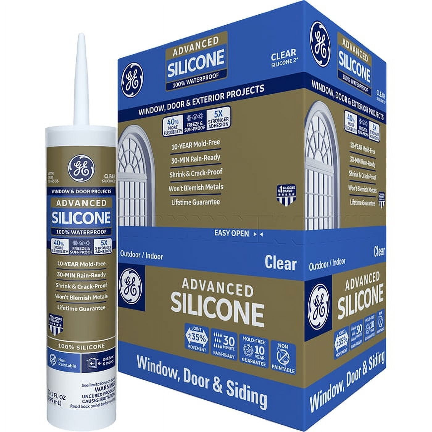 12 Pack of 10.1 oz Momentive GE5000 GE, Silicone II Clear Window and ...