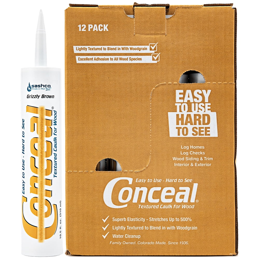 12 Pack of 10.5 oz Sashco 46090 Conceal Grizzly Brown Water-Based ...