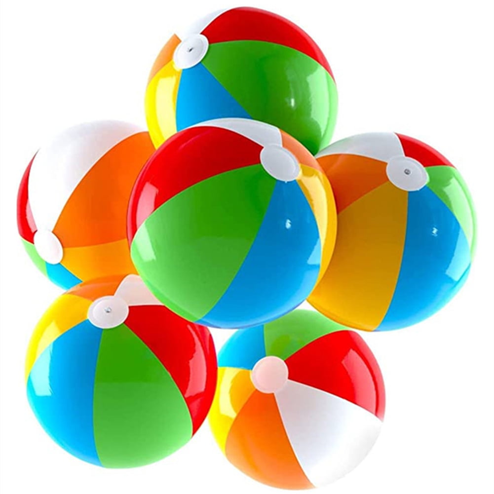12 Pack of 12 Inch Inflatable Beach Balls, Rainbow Beach Balls, Summer ...