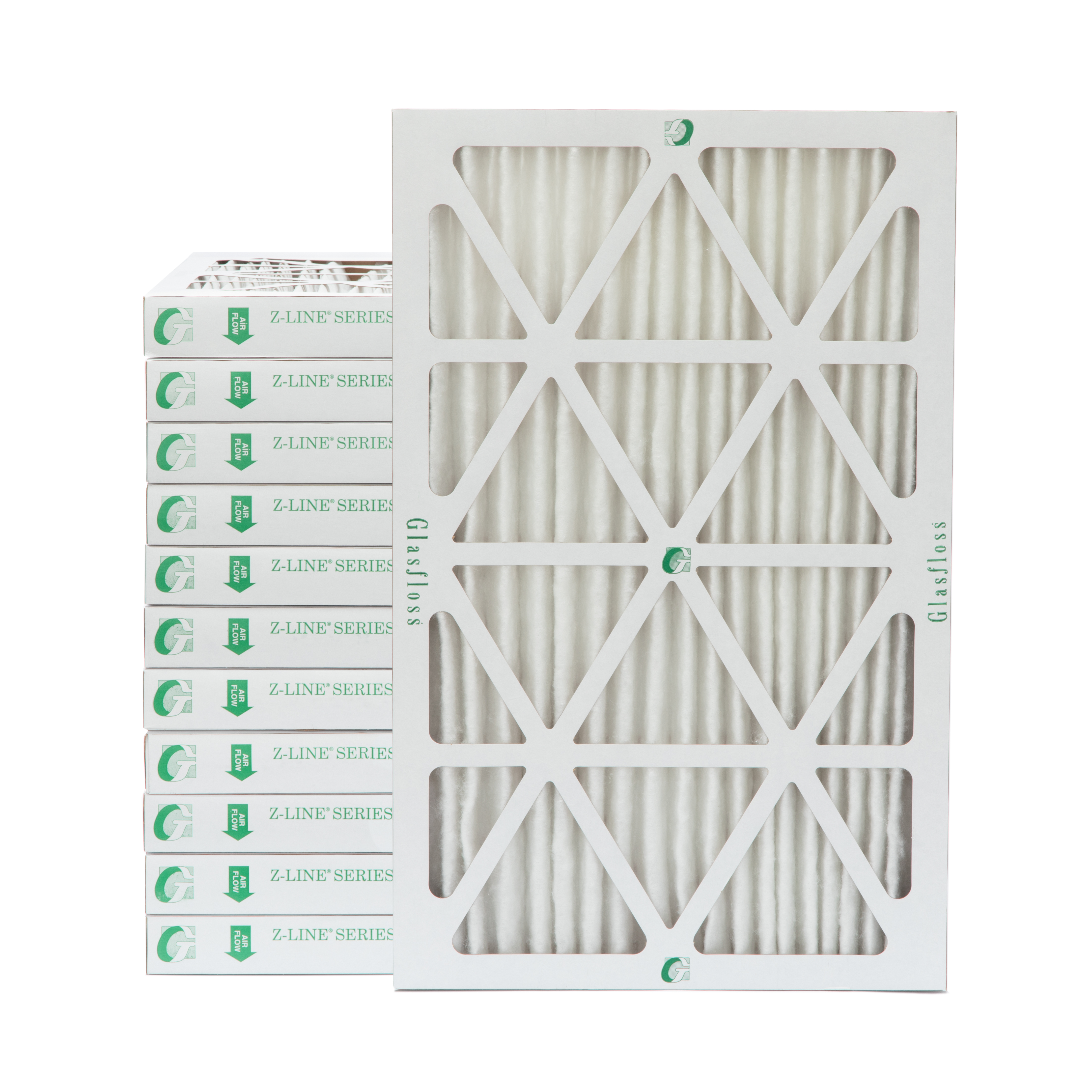 12 Pack Of 16x24x2 MERV 10 Pleated 2 Inch Air Filters By Glasfloss