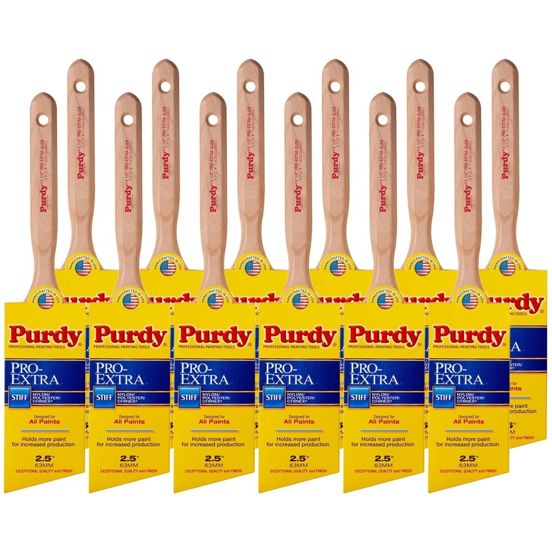12-Pack of 2-1/2" Purdy 144152725 Pro-Extra Glide Angled Sash Paint Brush, Tynex Chinex & Orel ...