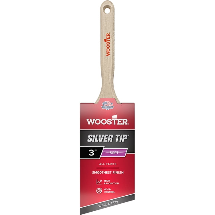12-Pack of 3” Wooster Brush Company 5221 Silver Tip CT Polyester Angle ...