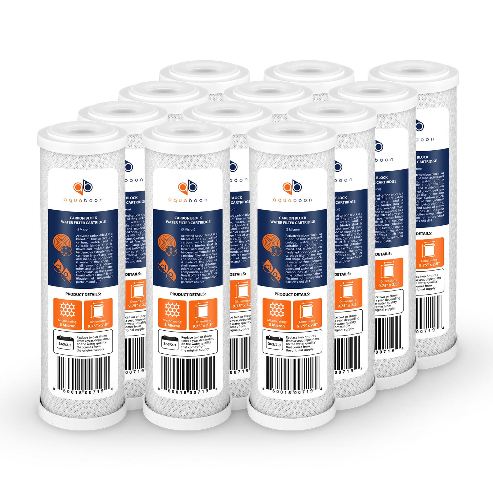 12-Pack of 5µm Carbon Block Coconut Shell Water Filter Cartridge 10" by ...