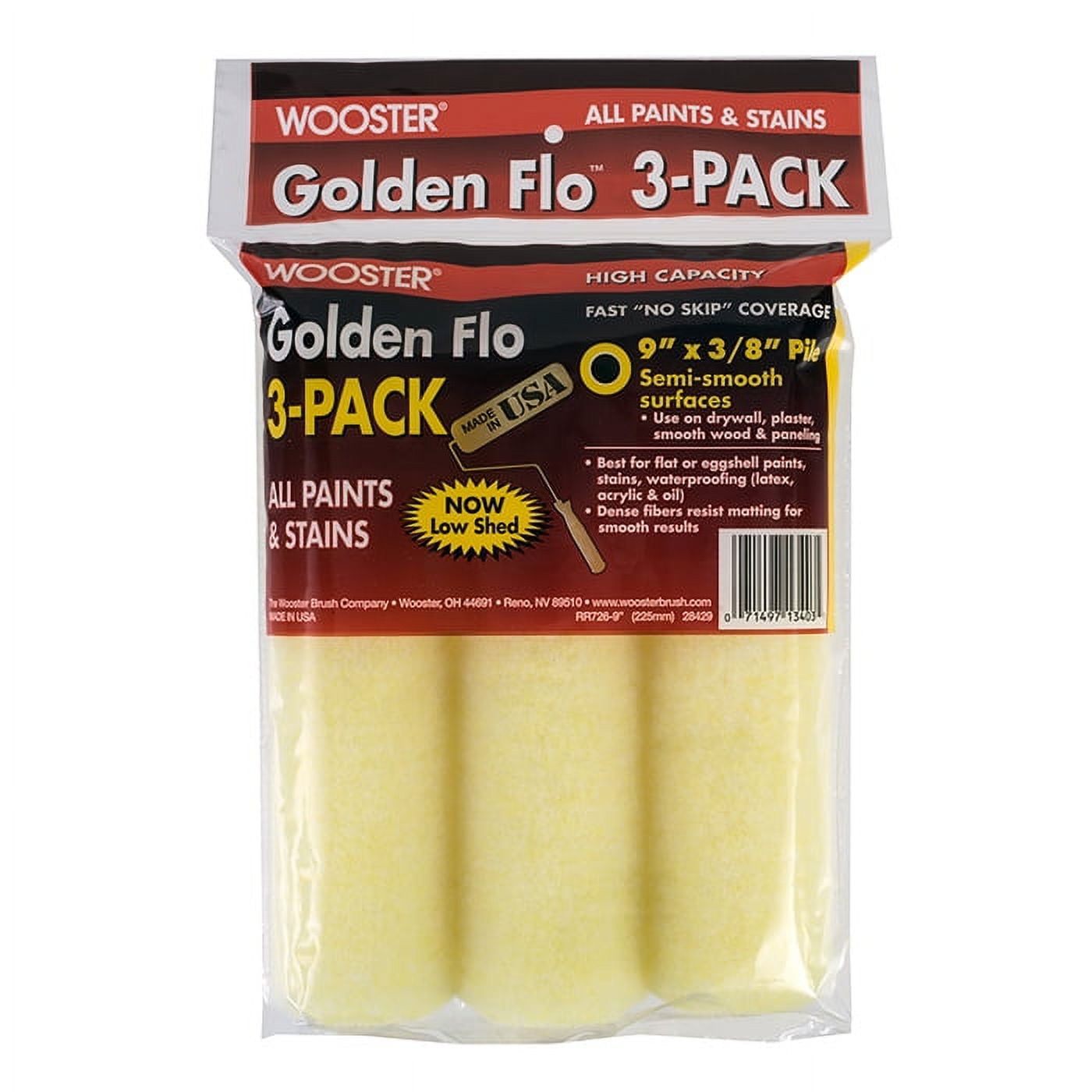 12 Pack of 9″ x 3/8″ Nap Wooster RR726 Wooster Golden Flow Roller ...