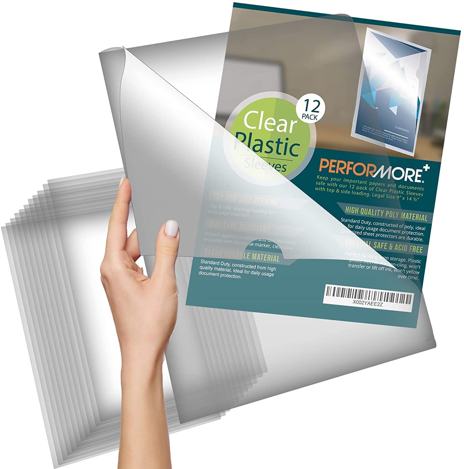 12 Pack of Clear Project Pocket Sleeves, 9" X 14.5" Legal Size ...