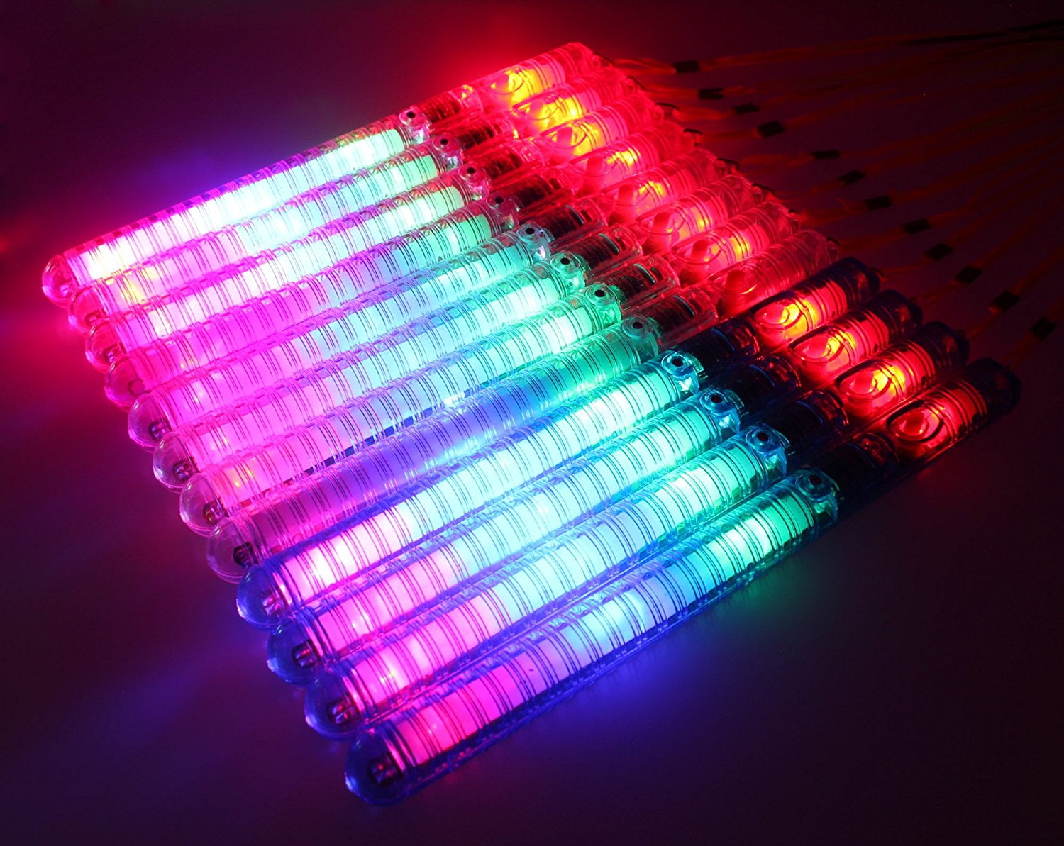 12 Pack of Colorful Flashing LED 7 Modes Light Up Toy Wand Stick for ...