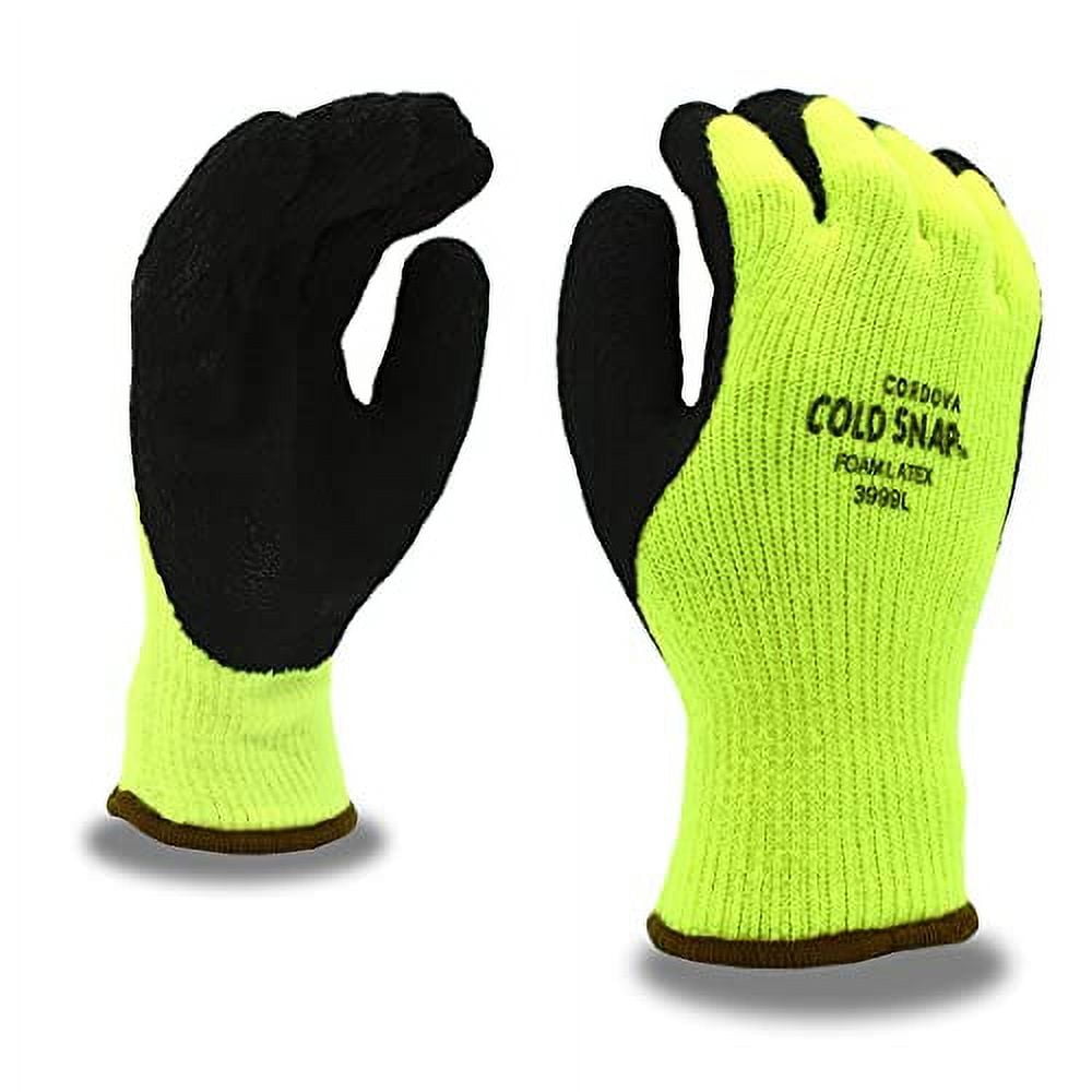 12-Pack of Cordova 3999L Cold Snap Work Gloves, 7-Gauge, Hi-Vis Green, Brushed, Loop-In, Acrylic ...