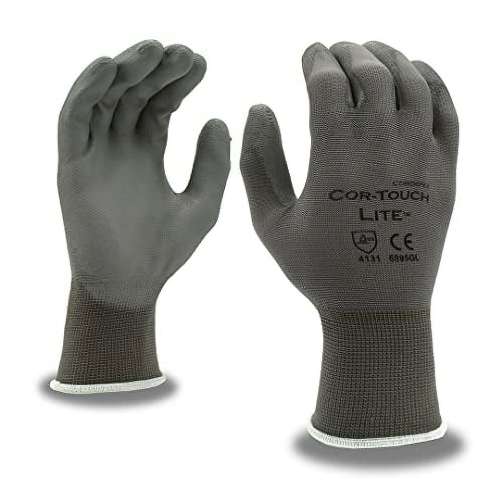 Cordova 12-Pack Cor-Touch Lite Premium Work Gloves, 15-Gauge, Gray Nylon Shell, PU Palm Coating ...