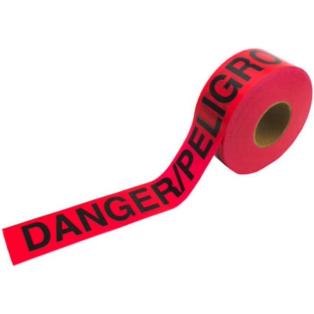 12-Pack of Cordova T20213 Pro Pack 2.0-MIL Red Bilingual Danger/Peligro Barricade Tape, 3 in. x ...