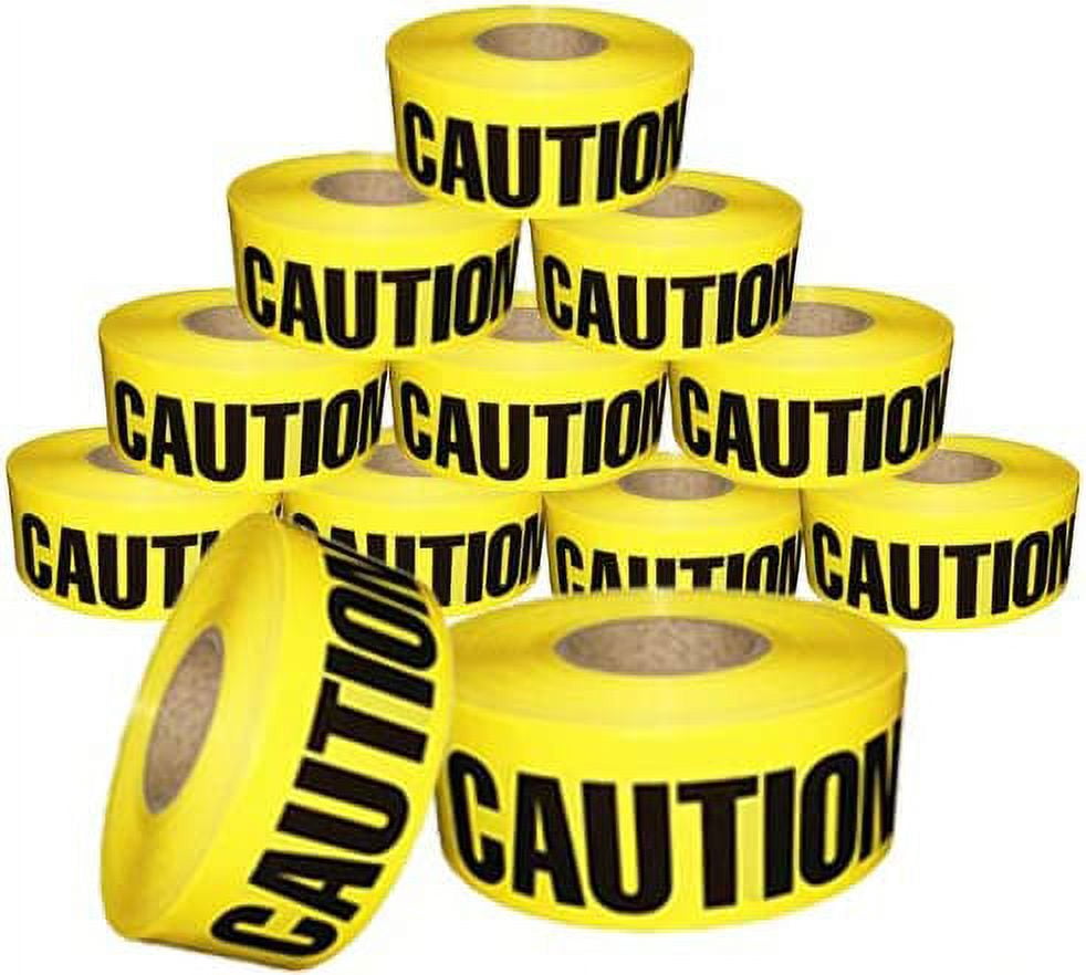 12-Pack of Cordova T30101 Bulk Pack 3.0-MIL Yellow Caution Barricade Tape, 3 in. x 1000 ft. Roll ...