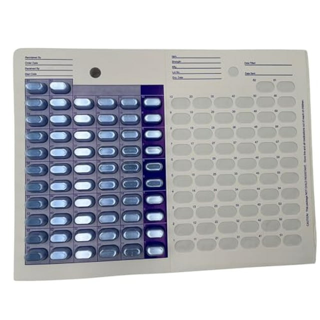 12 Pack of Disposable 62 Days Two Month Cold Seal Medication Blister ...