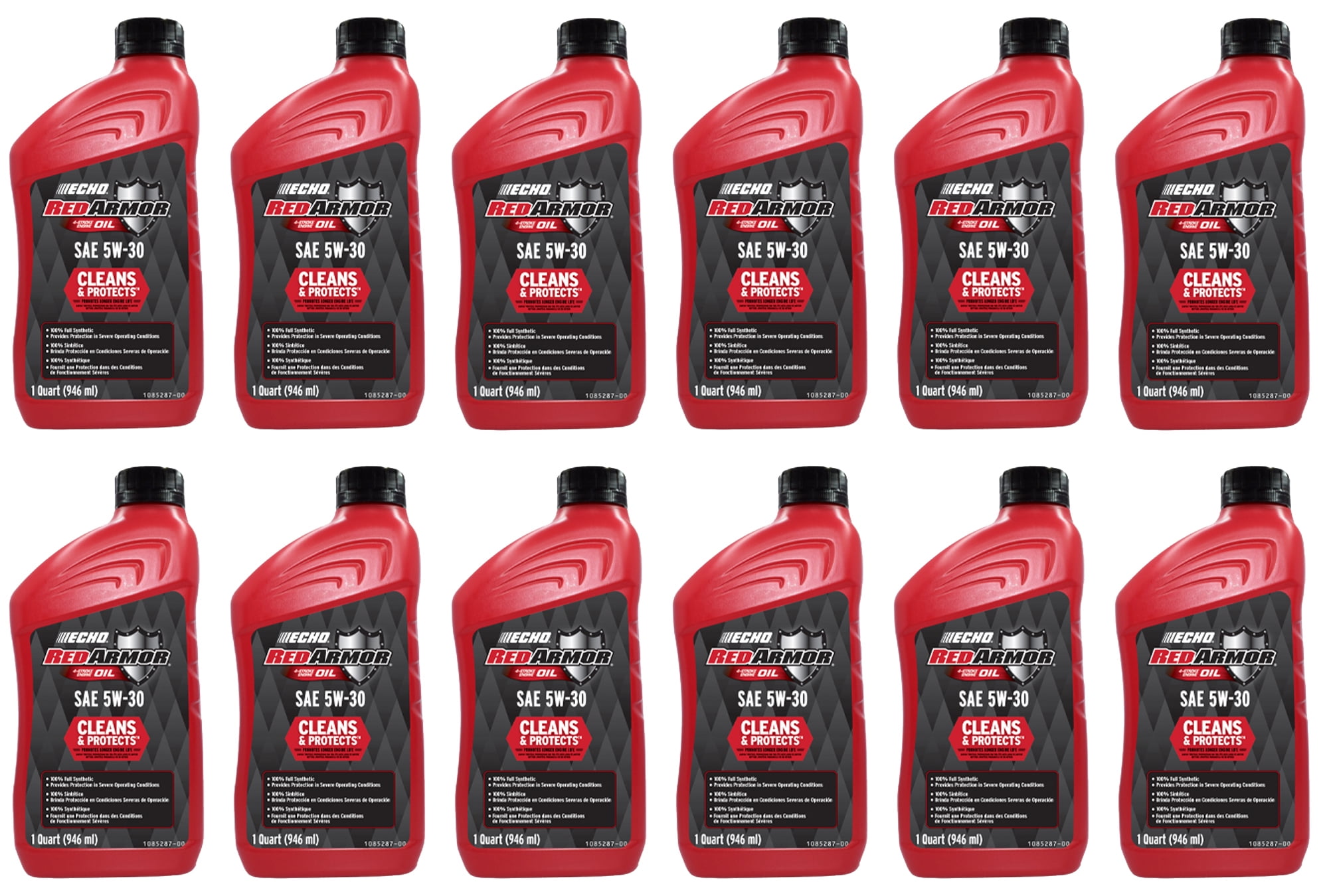 12 Pack of Echo Red Armor 4-Stroke Engine Oil 1 Quart Bottle (SAE 5W-30 ...