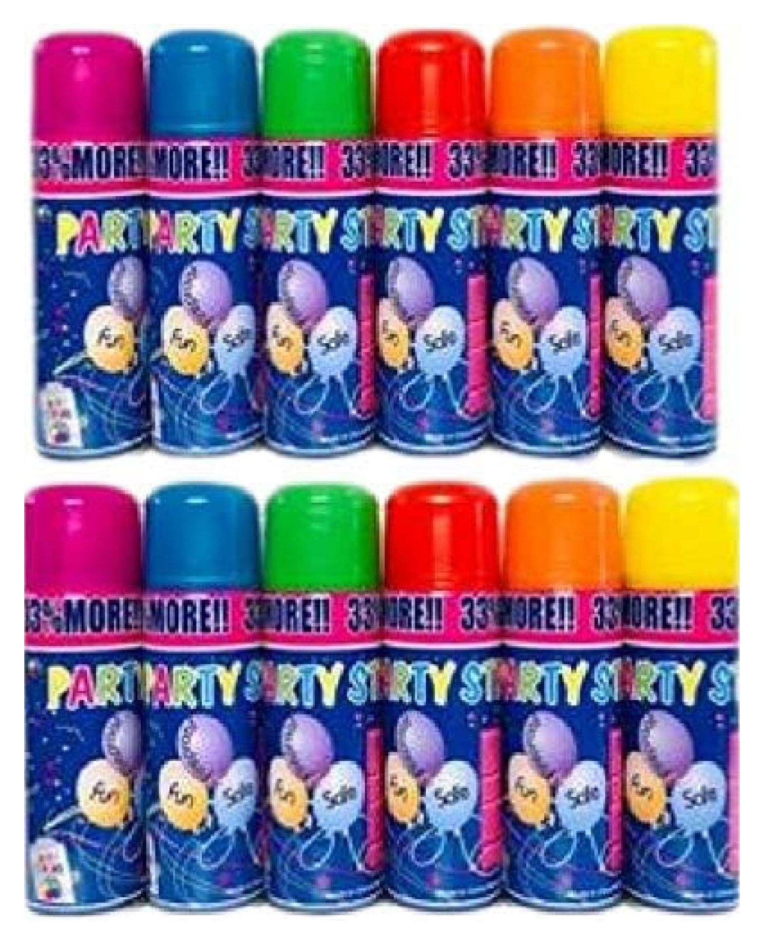 12 Pack of Party String Streamers Cans - Fun Crazy for Celebrations ...