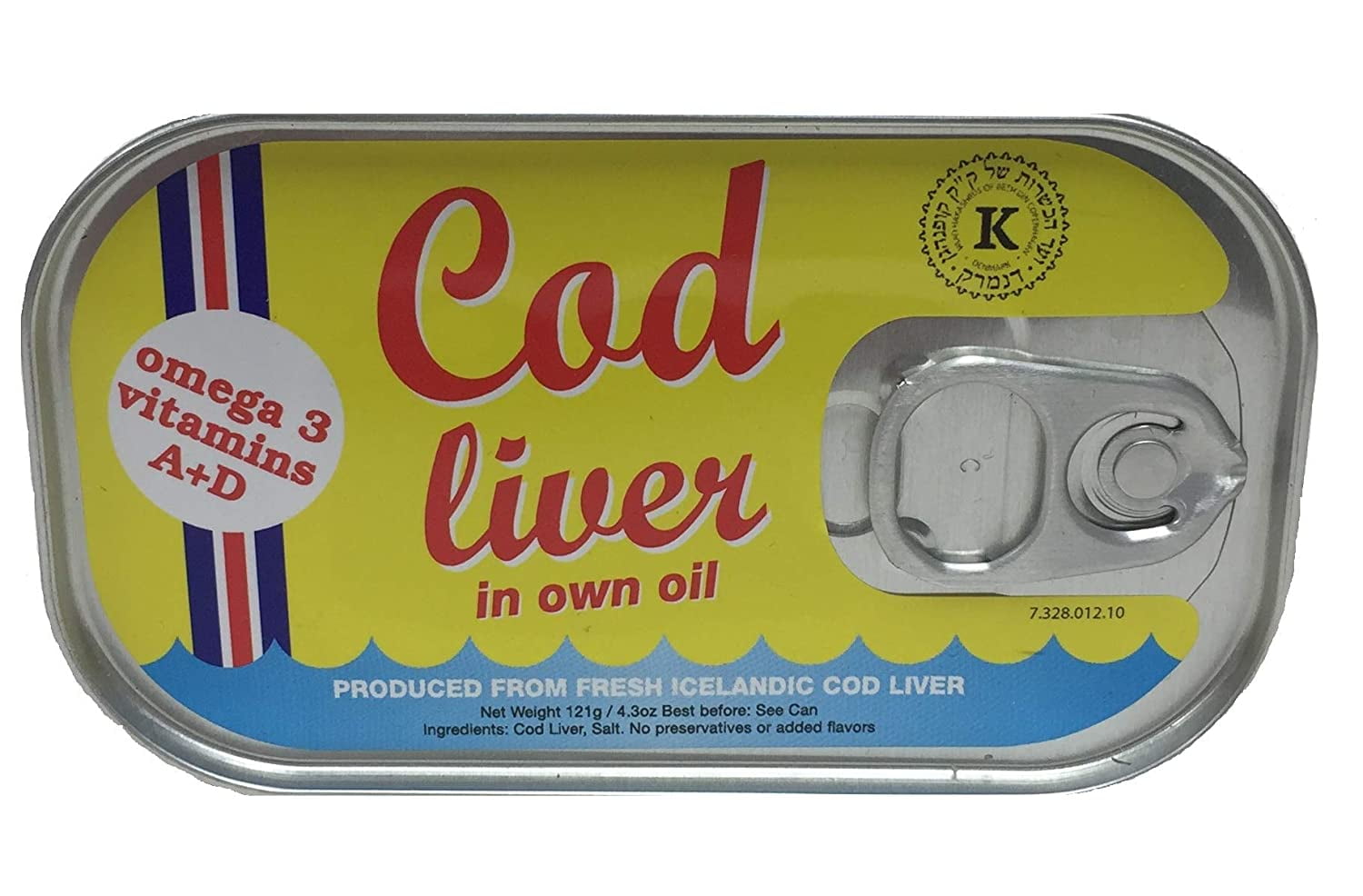 Threeline Icelandic Natural Unflavored Cod Liver in Own Oil, Pack of 12 ...