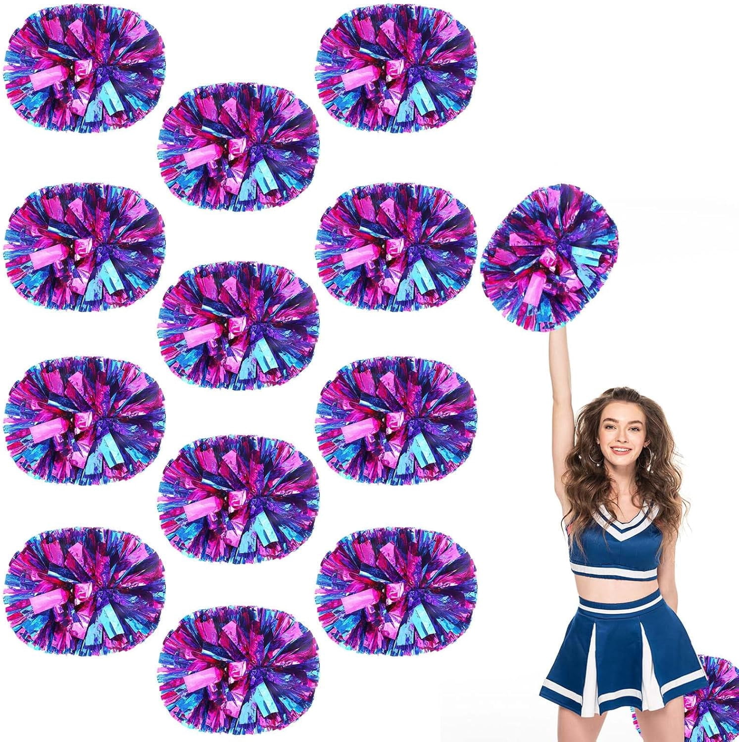12 Pack pom poms Cheer,Handheld Cheer pom poms, Sports Cheer Plastic ...