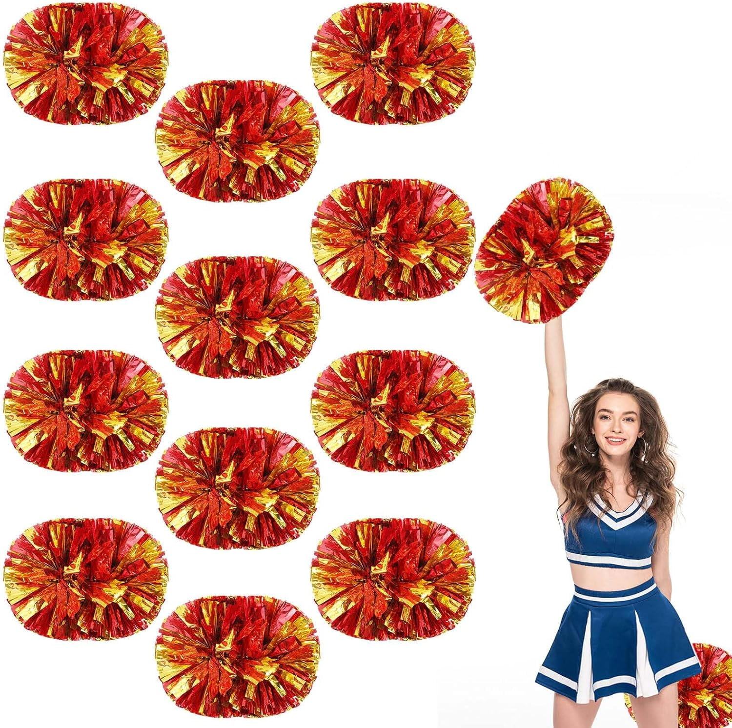 12 Pack pom poms Cheer,Handheld Cheer pom poms, Sports Cheer Plastic ...