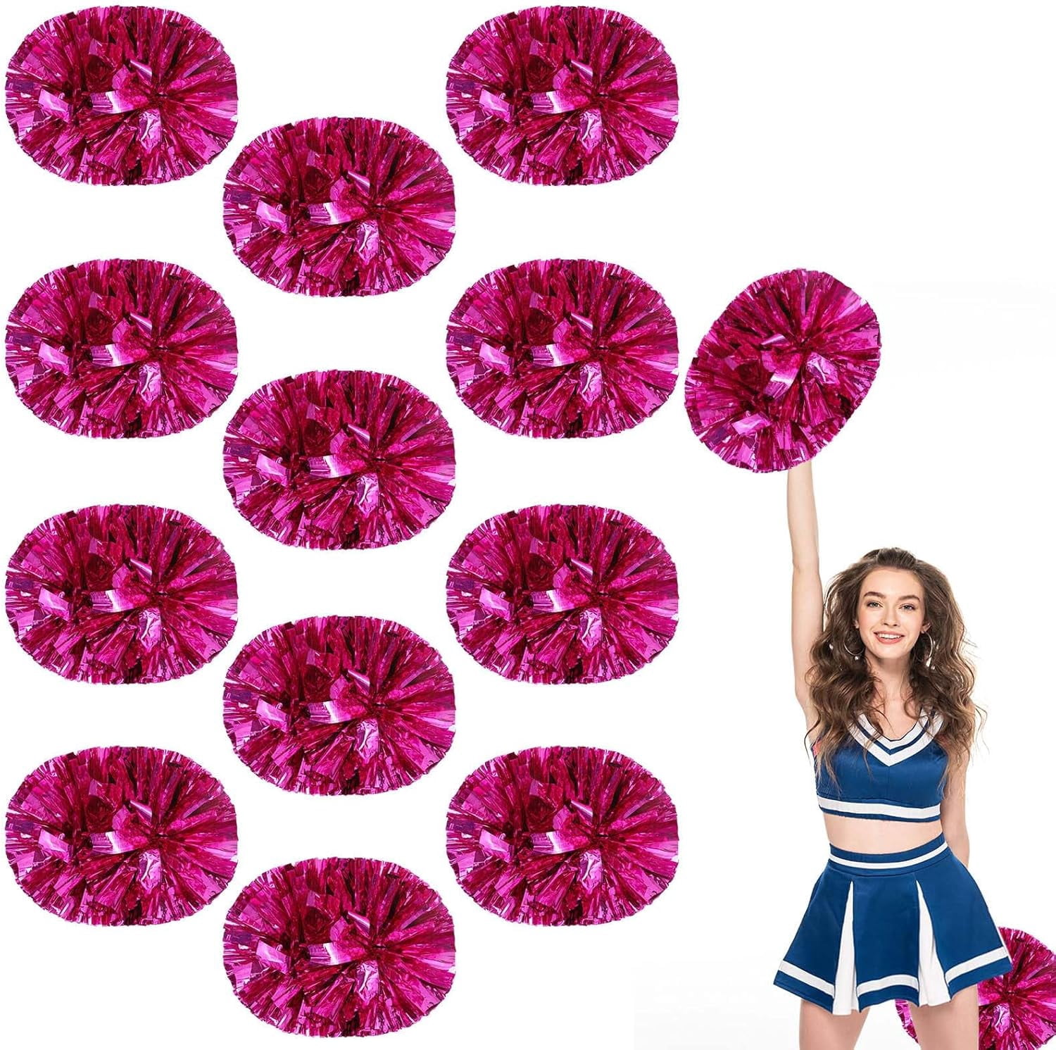 12 Pack pom poms Cheer,Handheld Cheer pom poms, Sports Cheer Plastic ...