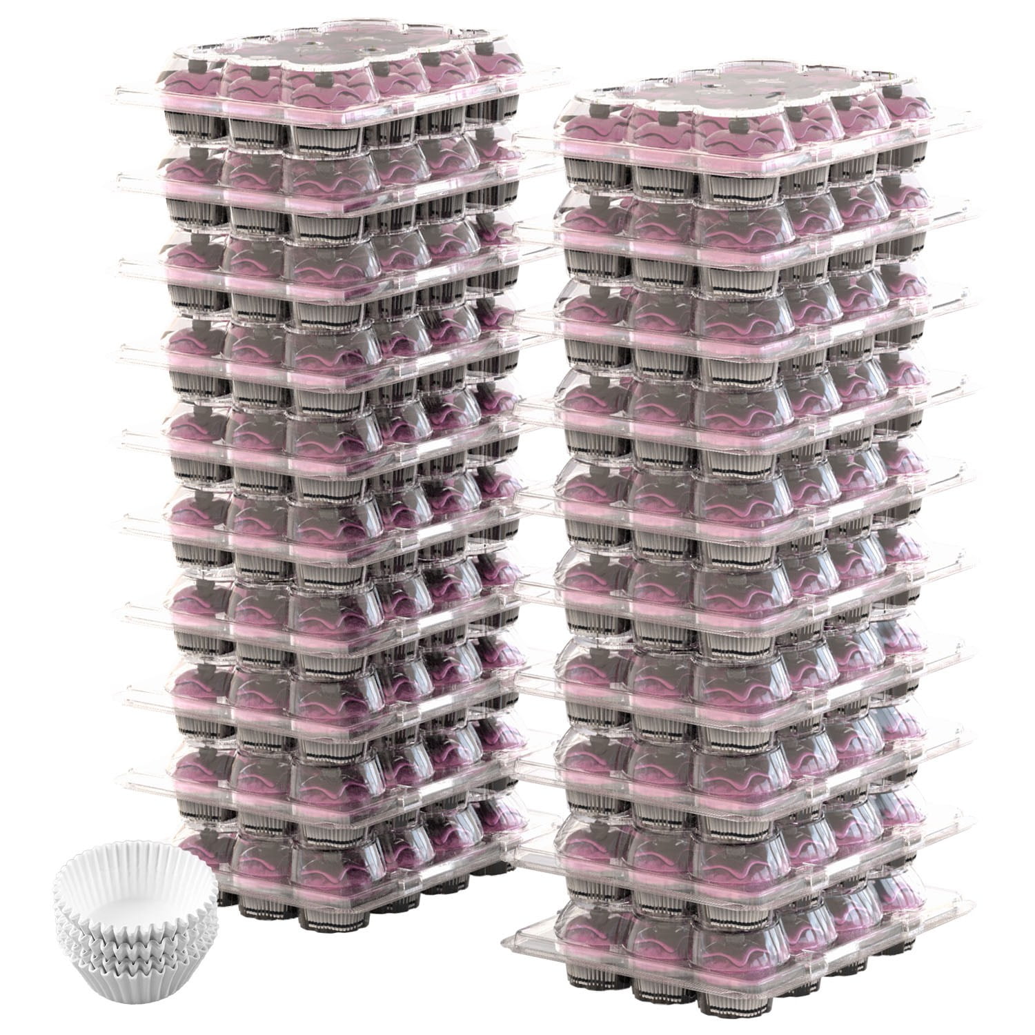 (12 Pack x 60 Sets) Stackable Cupcake Carrier Holders with 720 Pack ...