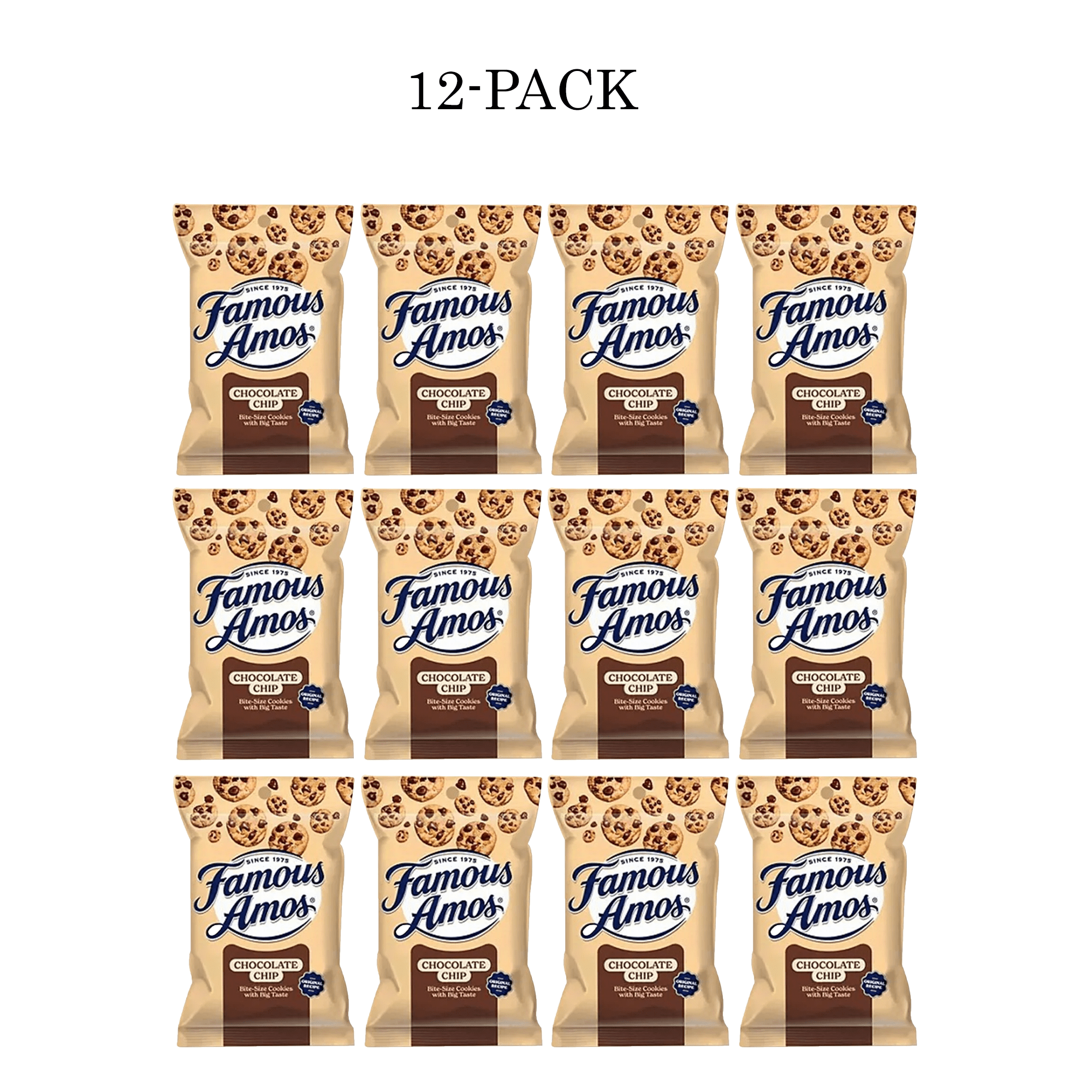 Famous Amos Chocolate Chip Cookies, 12 Pack, Bite-Size Snacks, 2 Oz Individual Packs - Walmart.com