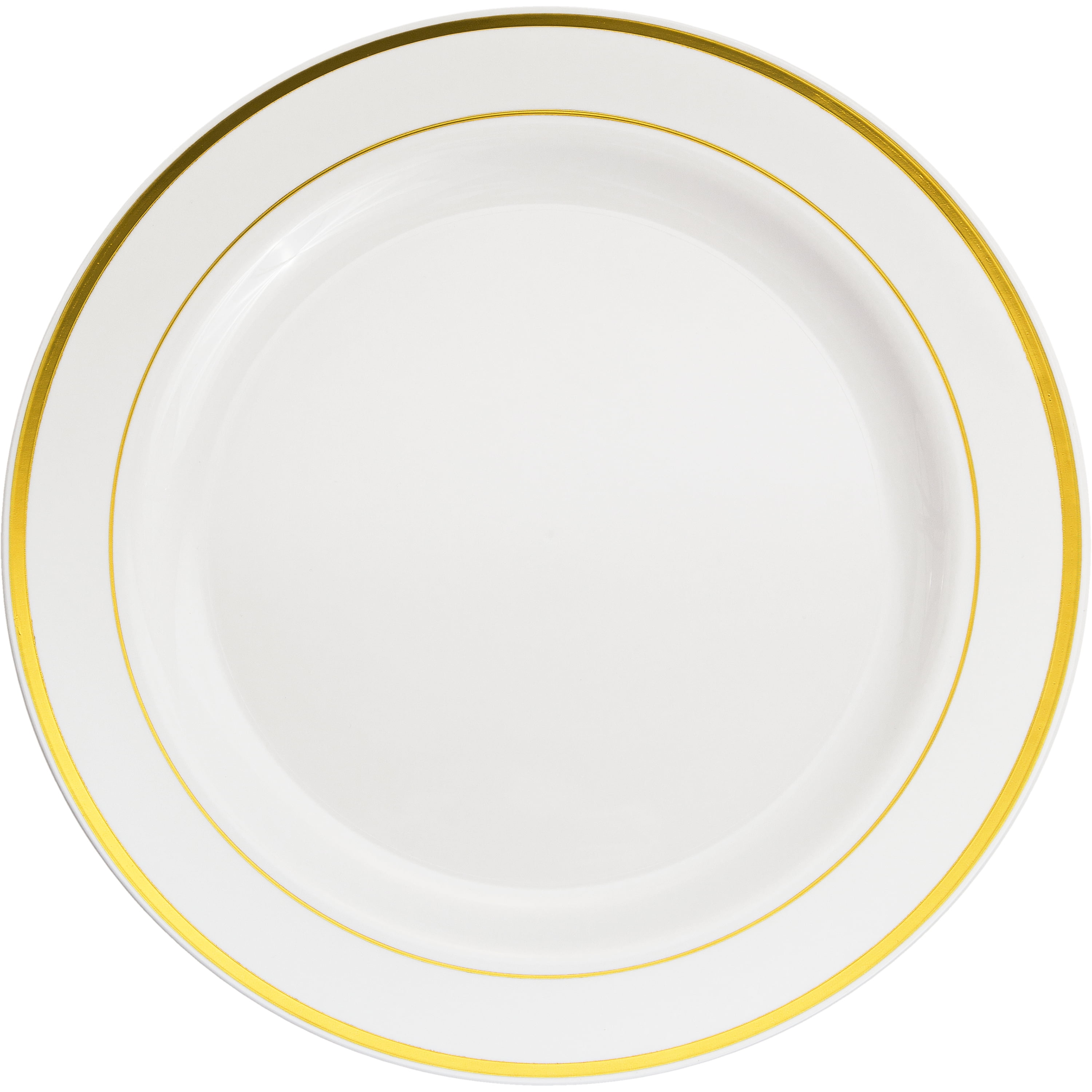 12 Packs: 10 ct. (120 total) 10.3" Round Banquet Plates with Gold Trim ...