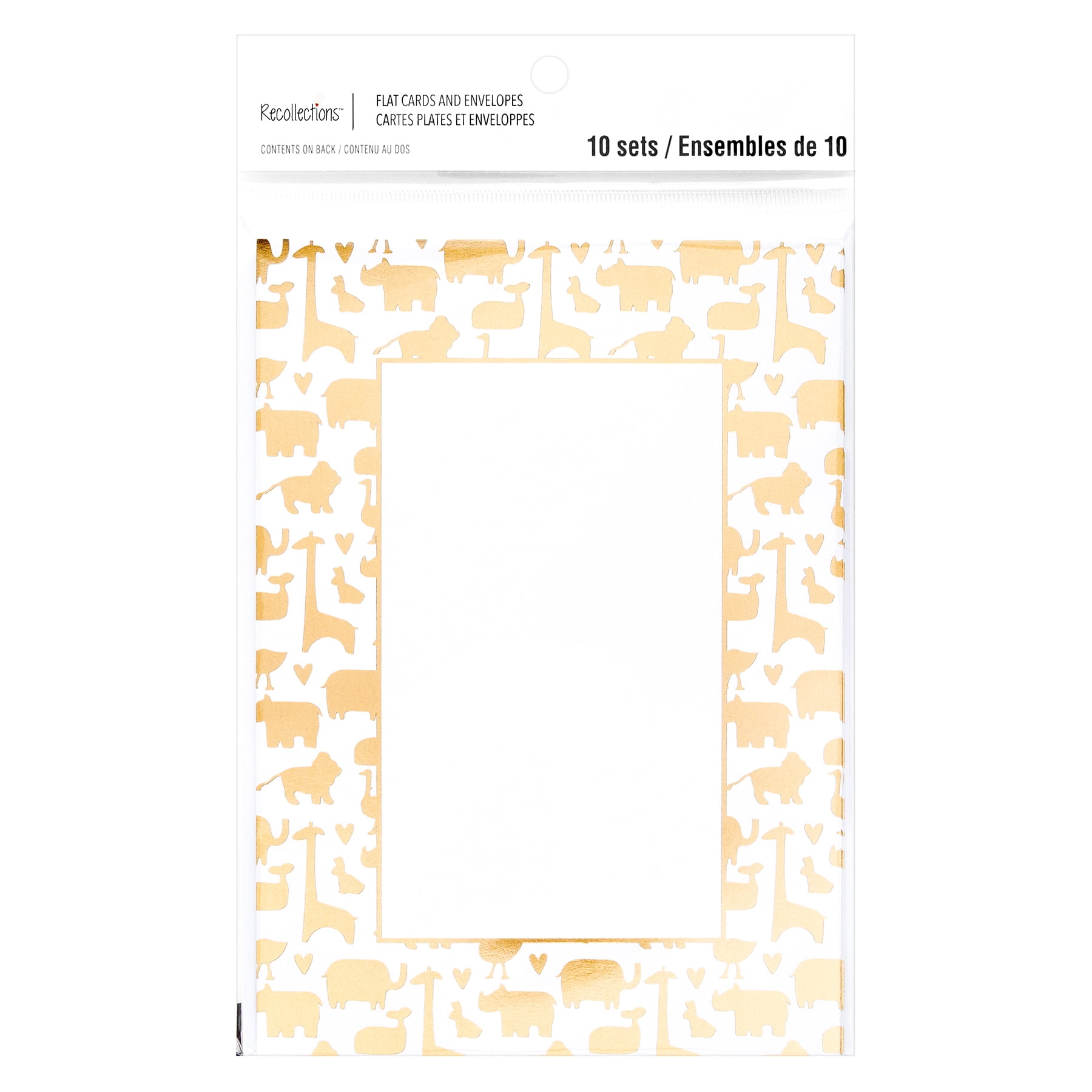 12 Packs: 10 ct. (120 total) 5" x 7" Gold Animals Flat Cards ...