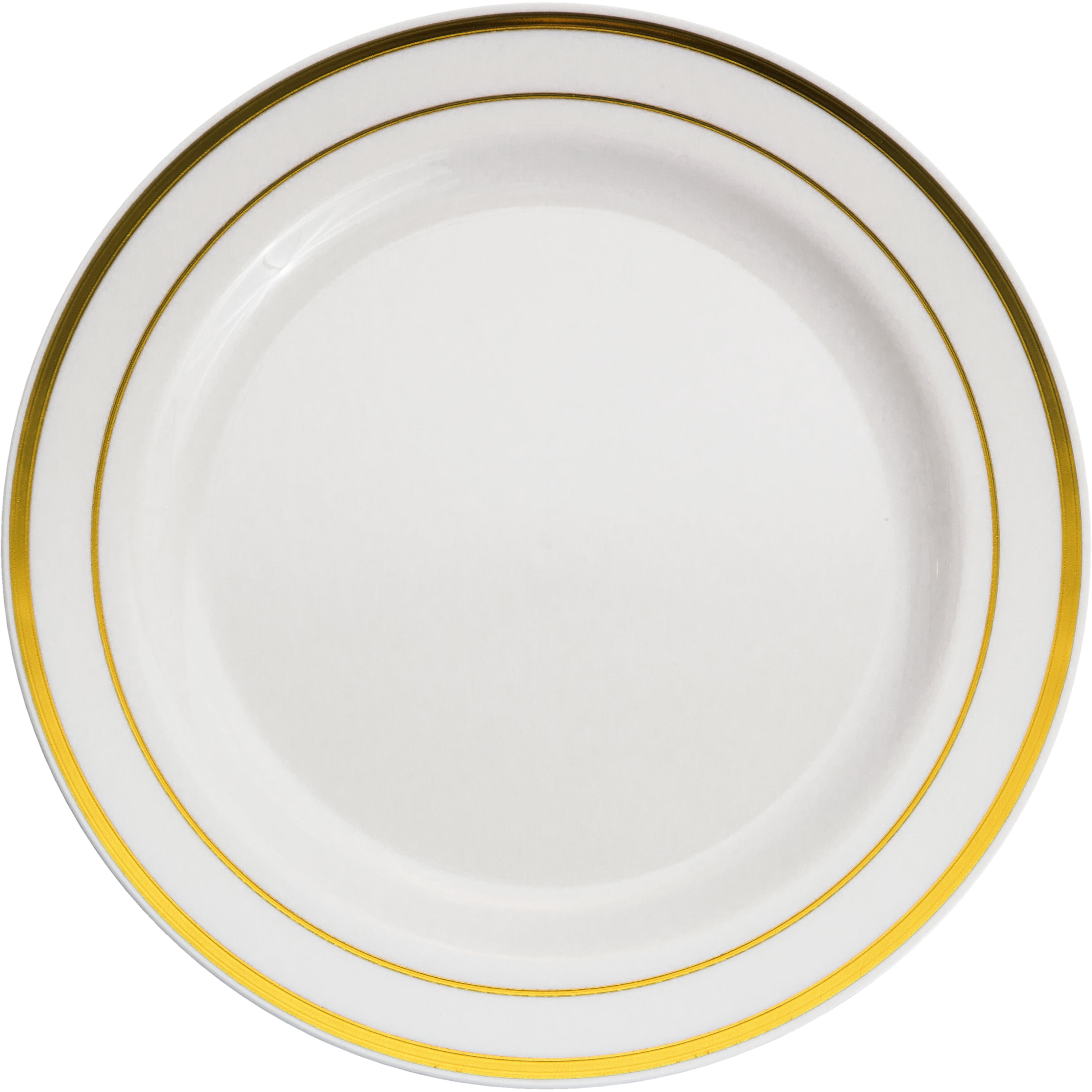 12 Packs: 10 ct. (120 total) 7.5" Round Lunch Plates with Gold Trim by ...