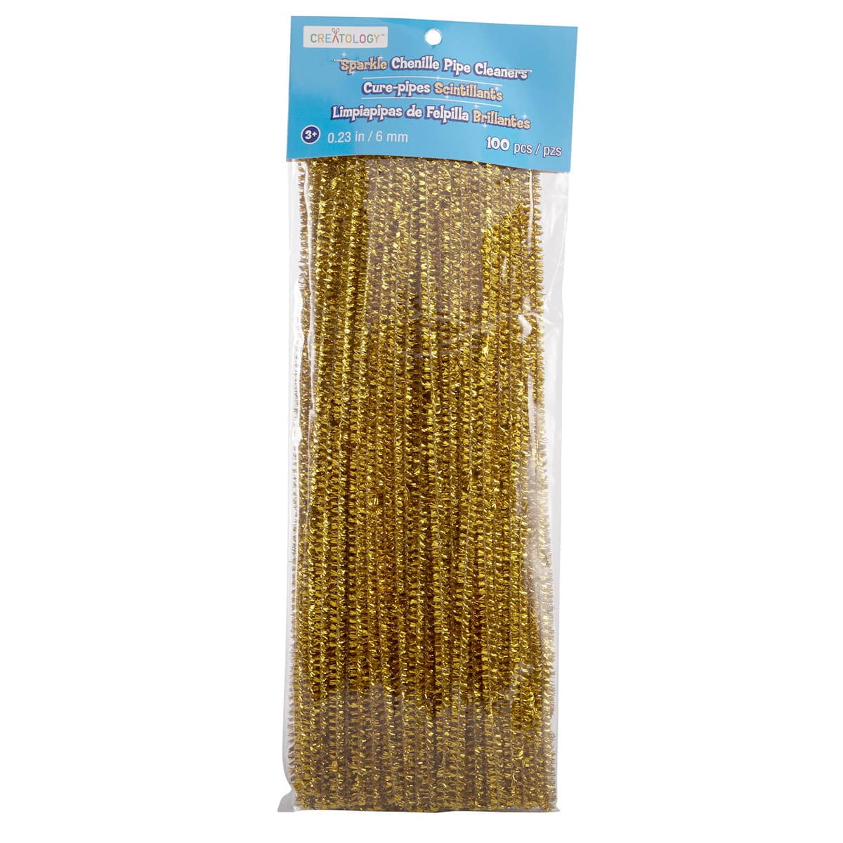12 Packs: 100 ct. (1,200 total) Gold Glitter Chenille Pipe Cleaners by ...