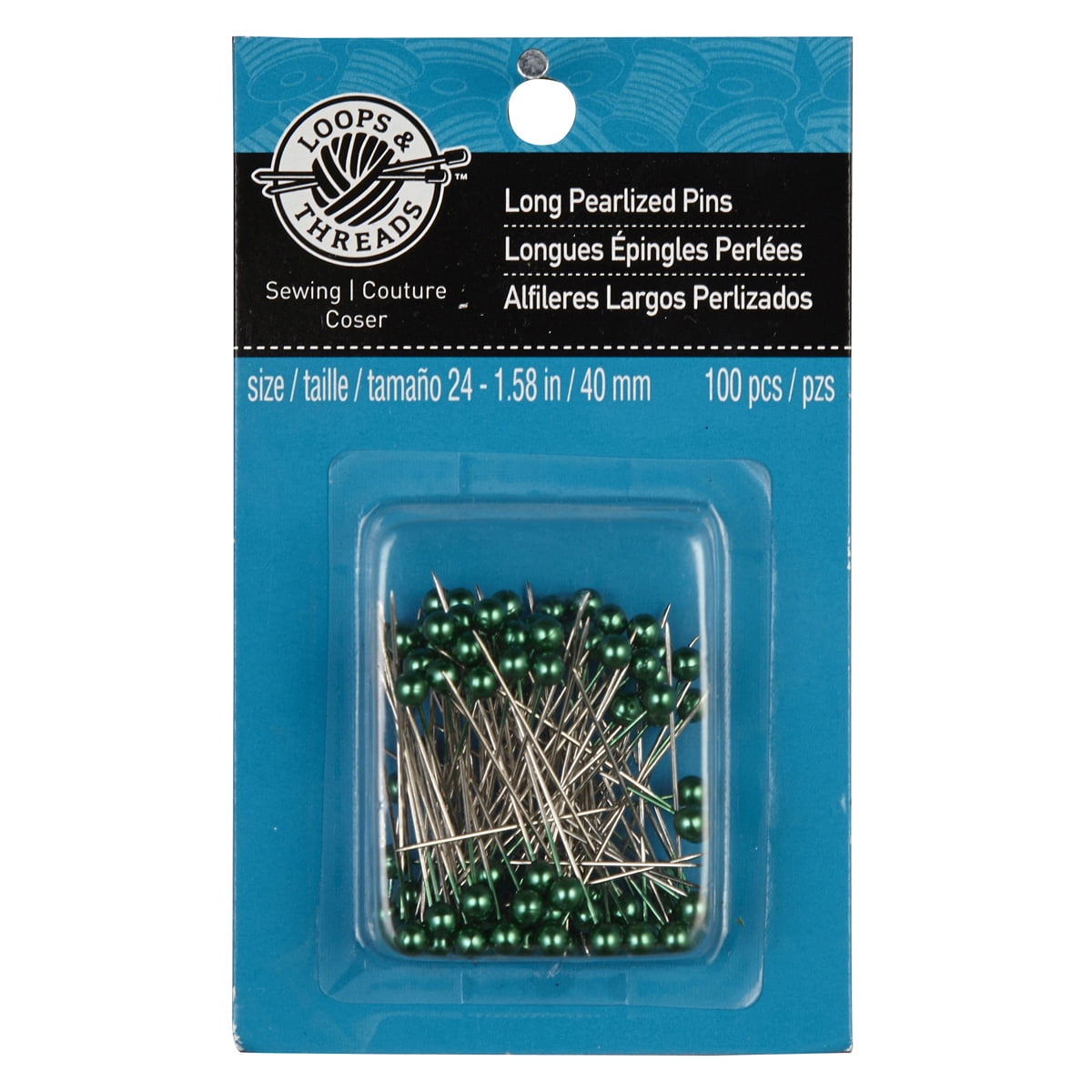 Loops & Threads Long Pearlized Pins, 12 Packs: 100 ct. (1,200 total ...