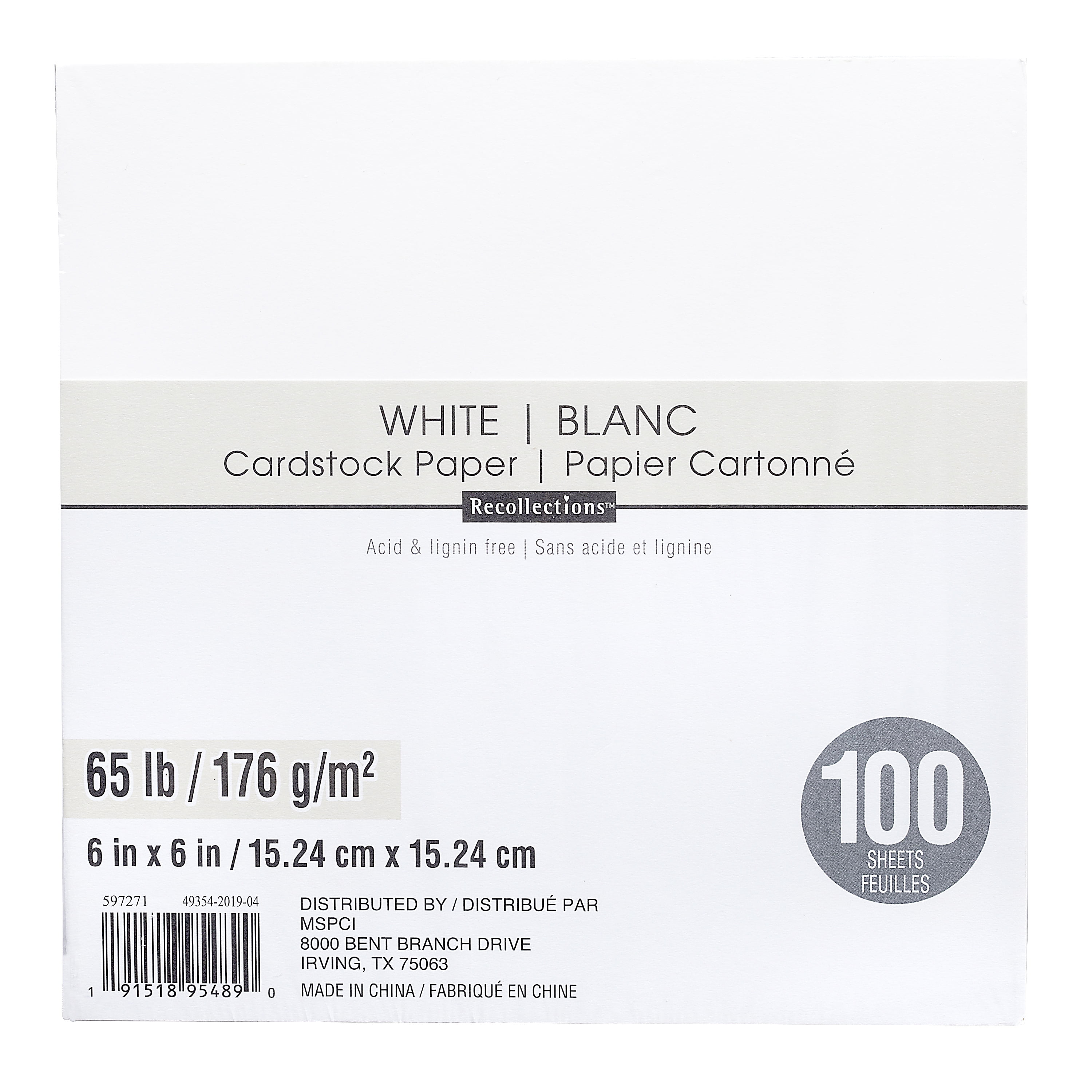 12 Packs: 100 ct. (1,200 total) White 6" x 6" Cardstock Paper by ...