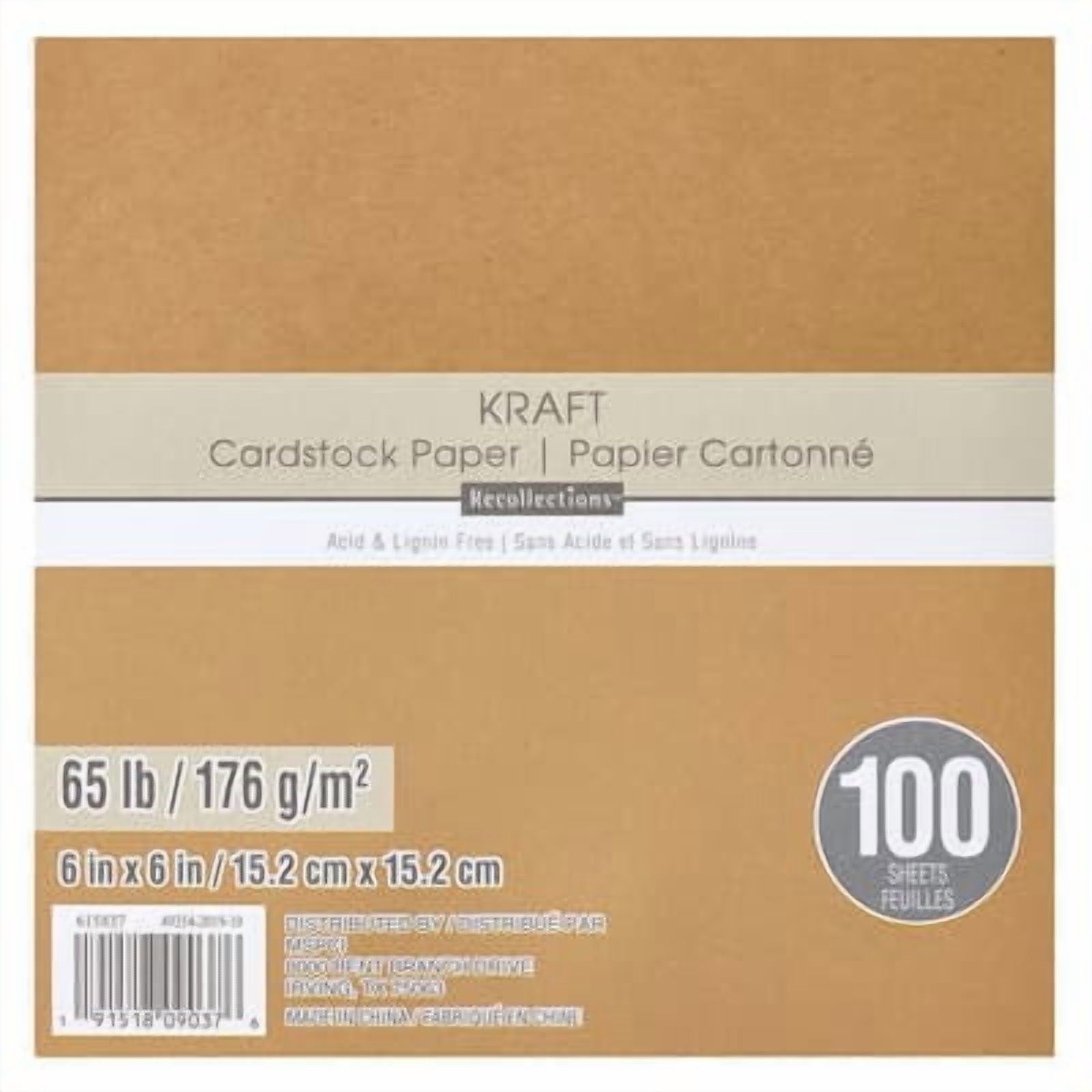 Recollections Kraft 6" x 6" Cardstock Paper, 12 Packs: 100ct. (1,200 ...