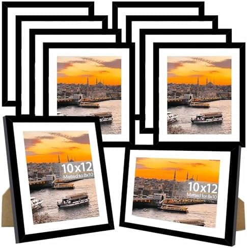 12 Packs 10x12 Picture Frames, Display 8x10 with Mat or 10x12 Without ...