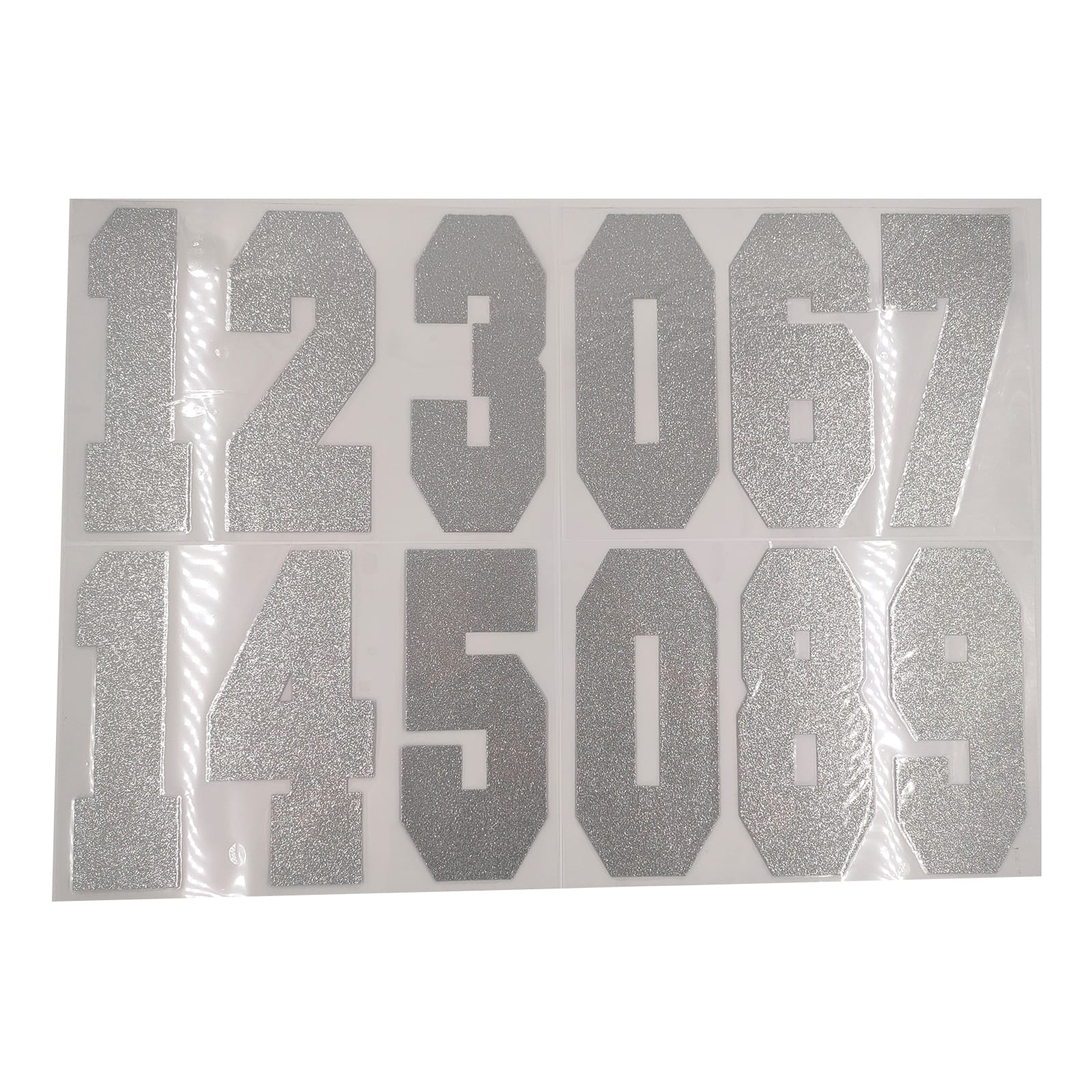 12 Packs: 12 ct. (144 total) 8" Iron-On Silver Glitter Numbers by Make ...