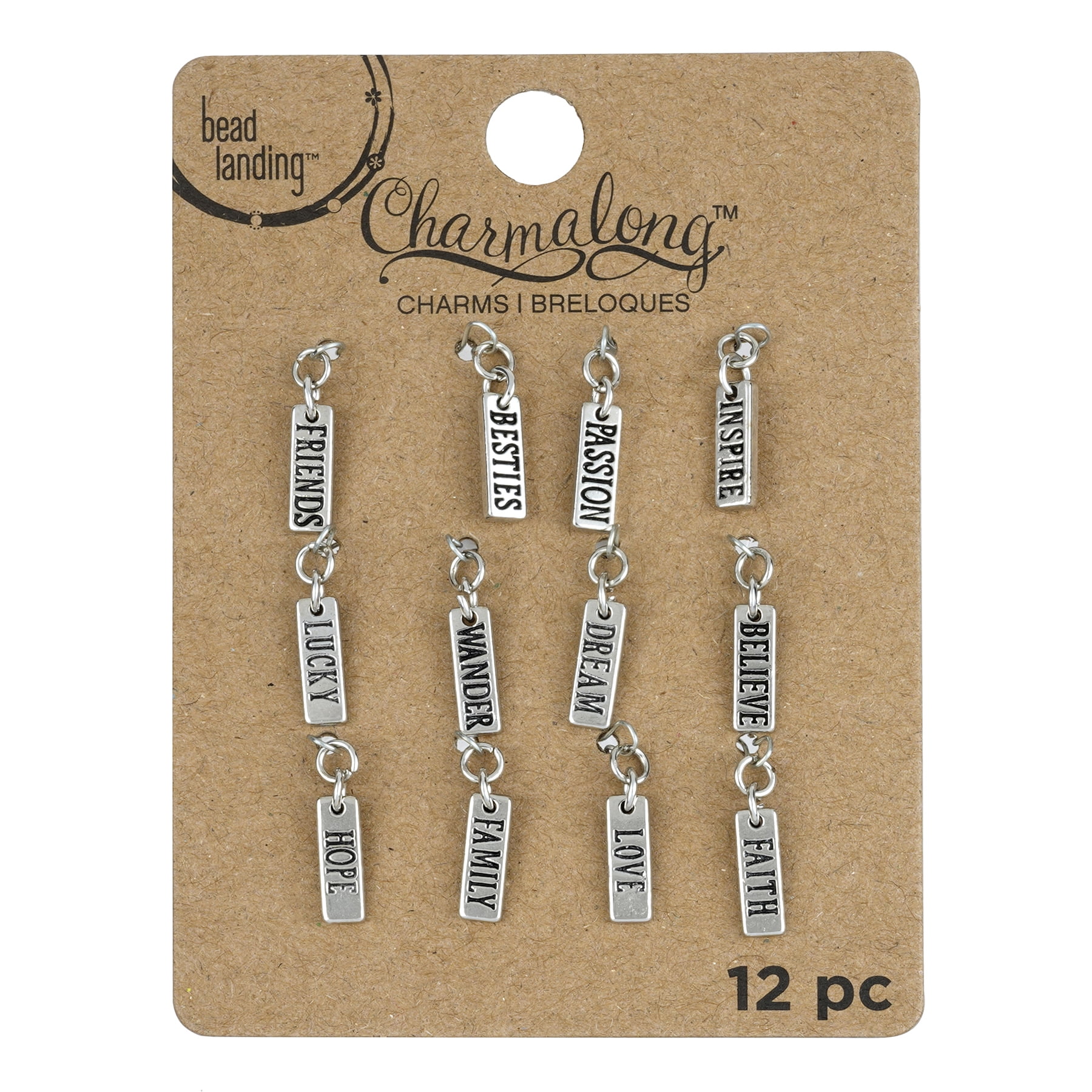 12 Packs: 12 ct. (144 total) Charmalong™ Inspirational Word Charms by ...