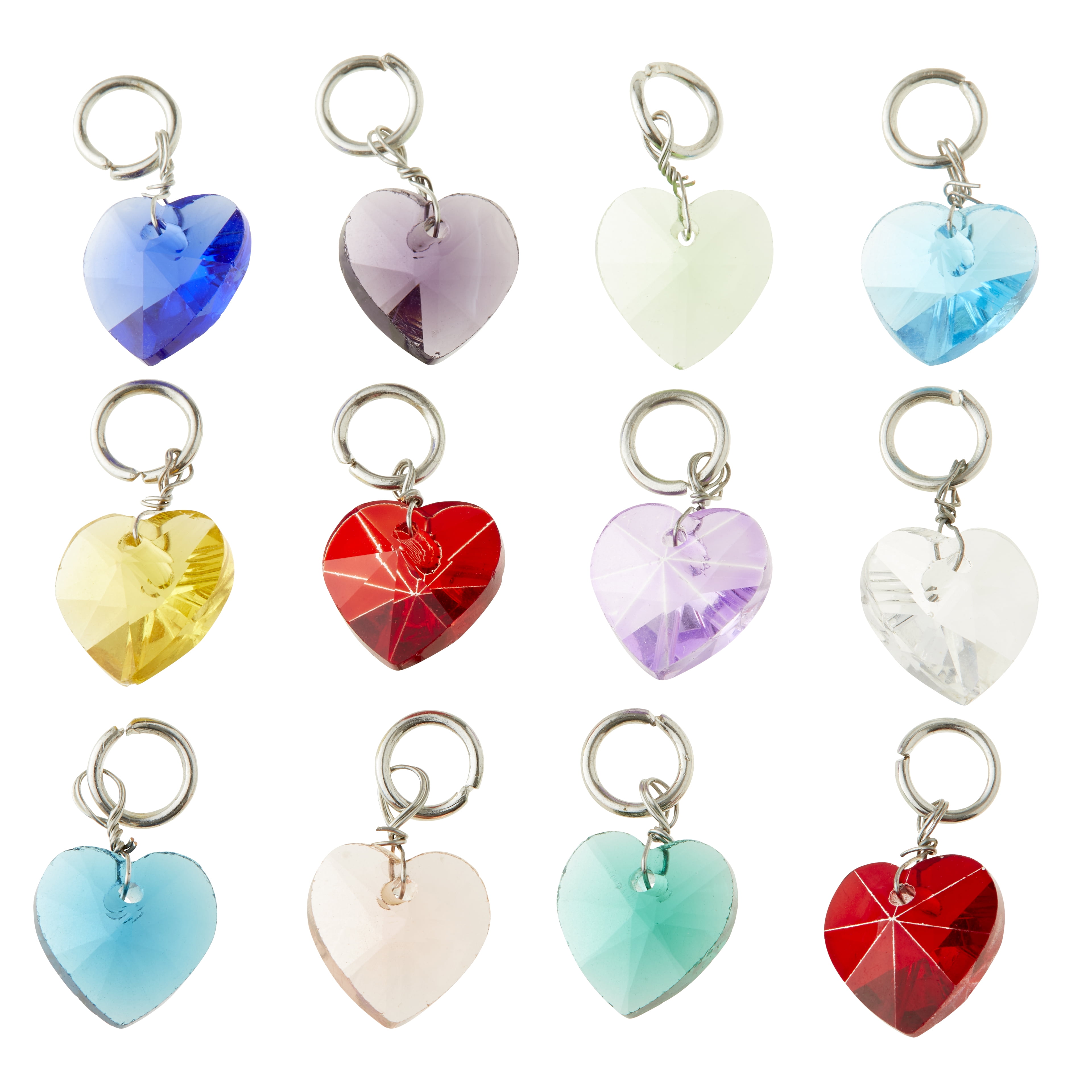 12 Packs: 12 ct. (144 total) Charmalong™ Multicolored Rhodium Heart ...